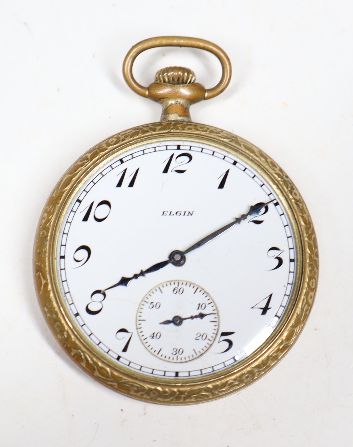 Elgin Antique White Porcelain Dial Large Pocket Watch Made In USA #9636 ...