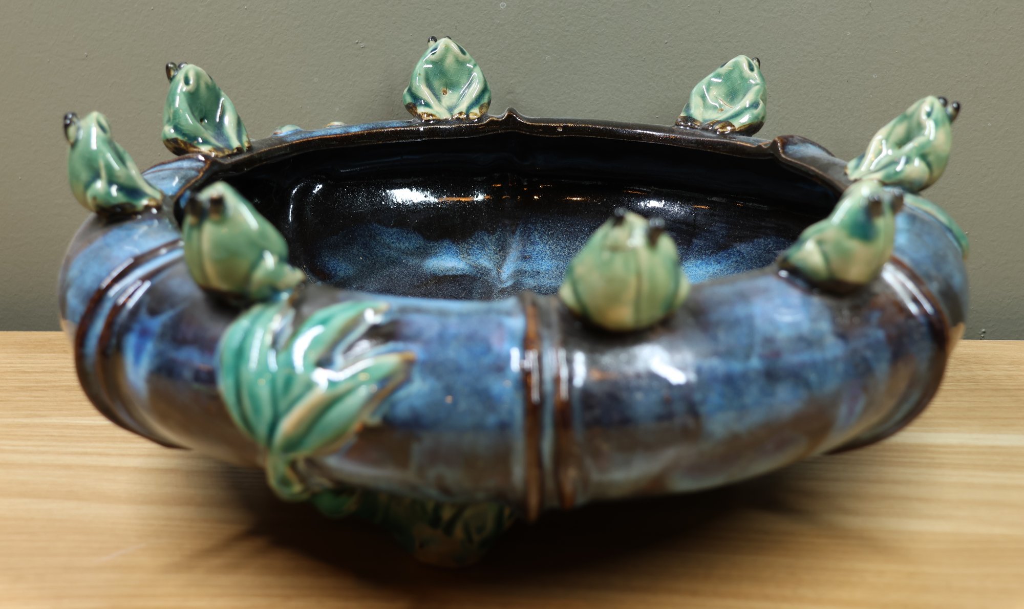 Vintage Majolica Frogs Ceramic Bowl Centerpiece Dish #5752 ...