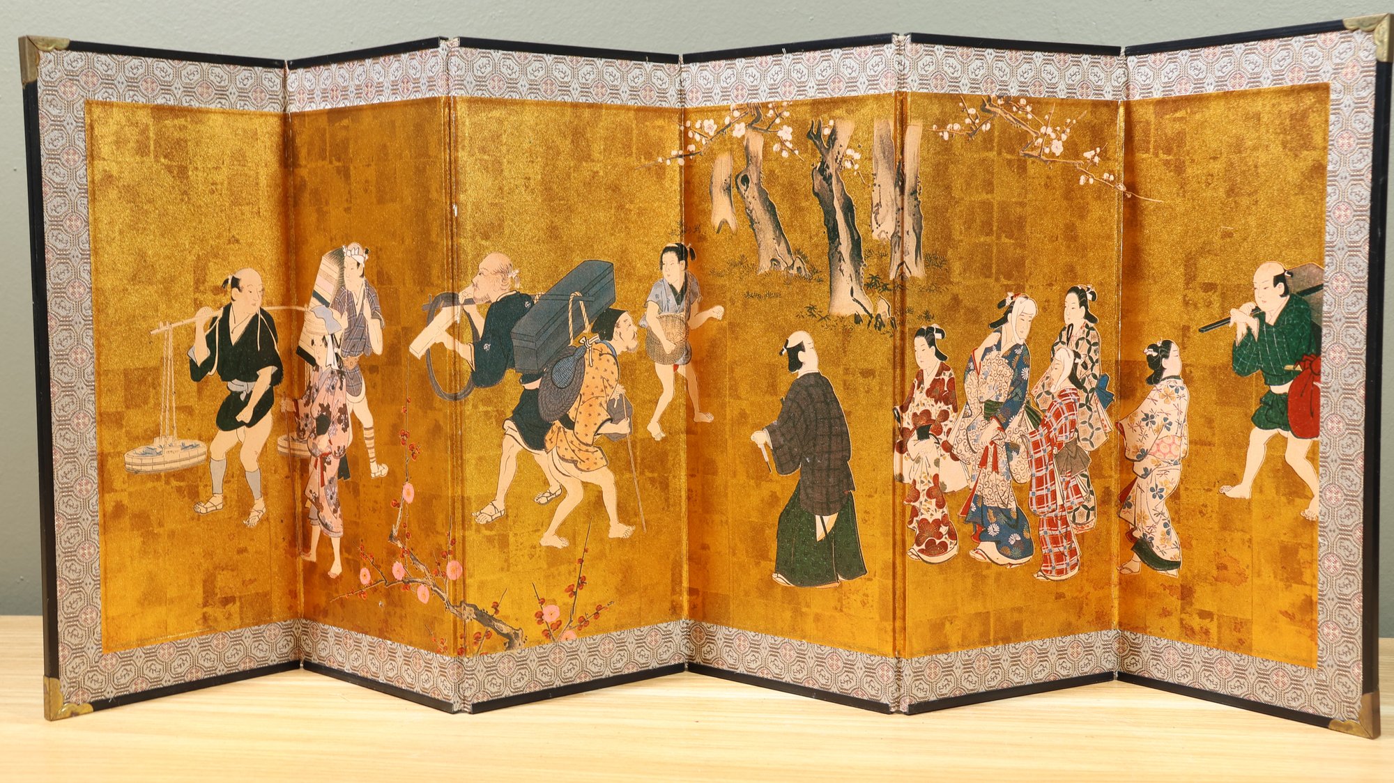 Byobu Panel Go Hanami Genroku Period Miyagawa Chshun Japan Folding ...