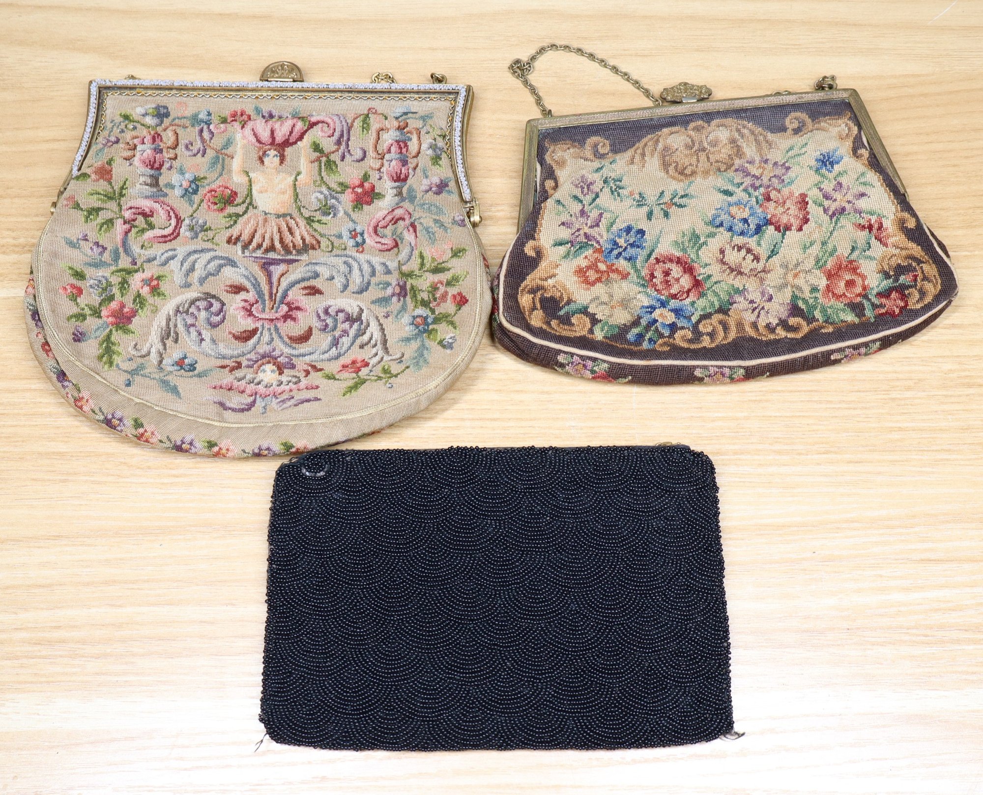 Lot Of (3) Bags- Victorian Style Purses And Beaded Black Clutch #10127 ...