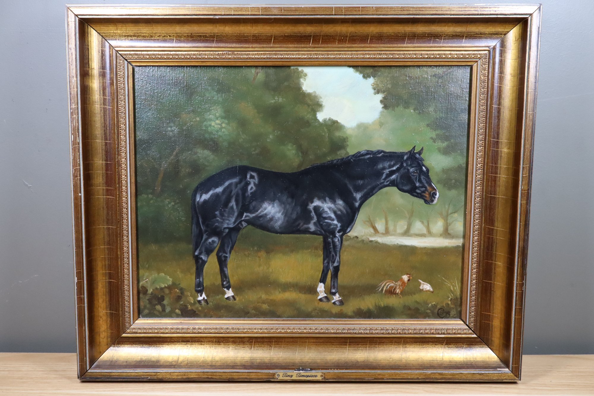 Vintage Equestrian Framed Oil Painting Signed Lower Right Corner #12874 ...