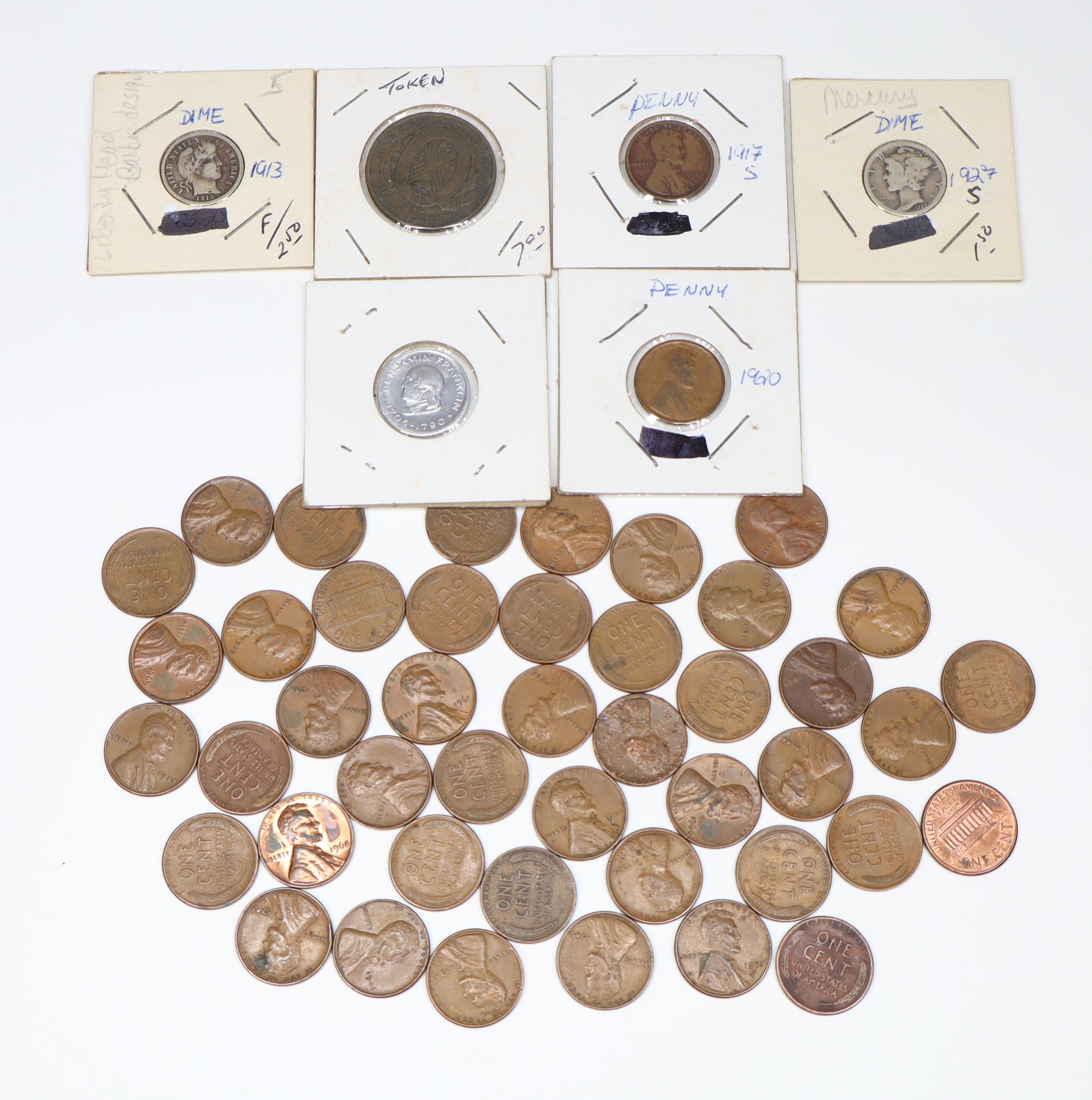 Lot Of Vintage Pennies And Dimes- 1913, 1927, 1920, And More #10414 ...