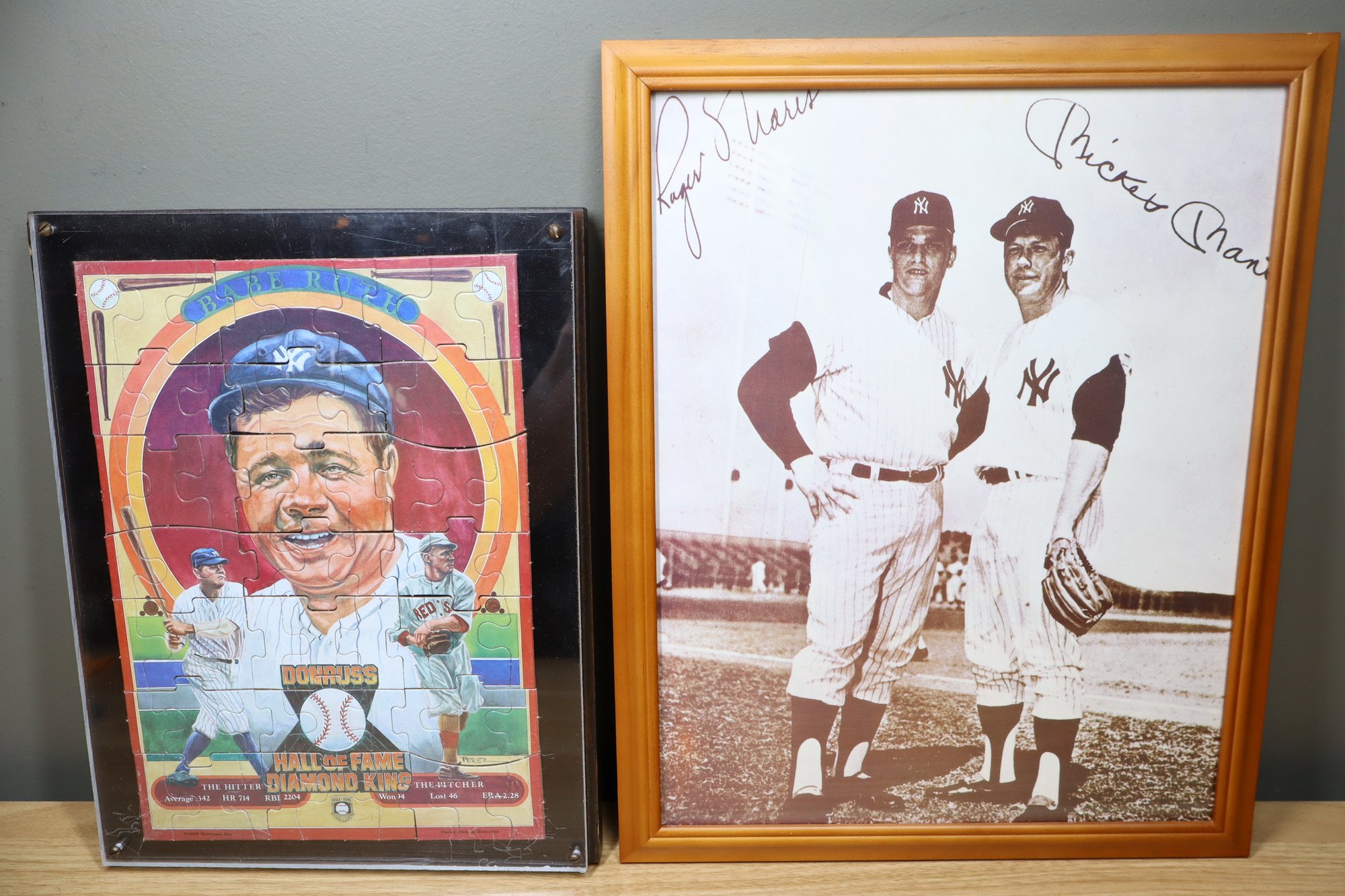 Pair Of New York Yankees Decorations - Babe Ruth Puzzle / Roger Maris ...