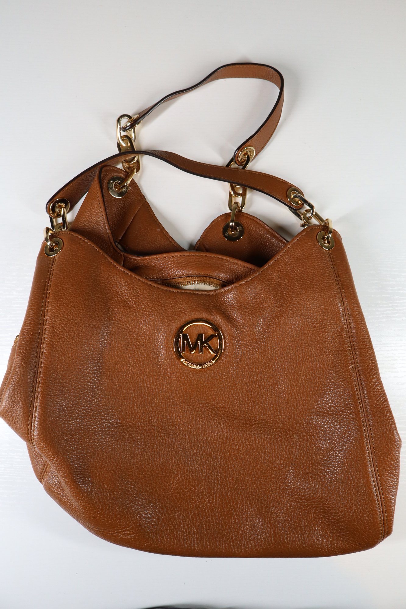 Michael Kors Fulton Leather Hobo Bag Brown #6560 | Auctionninja.com