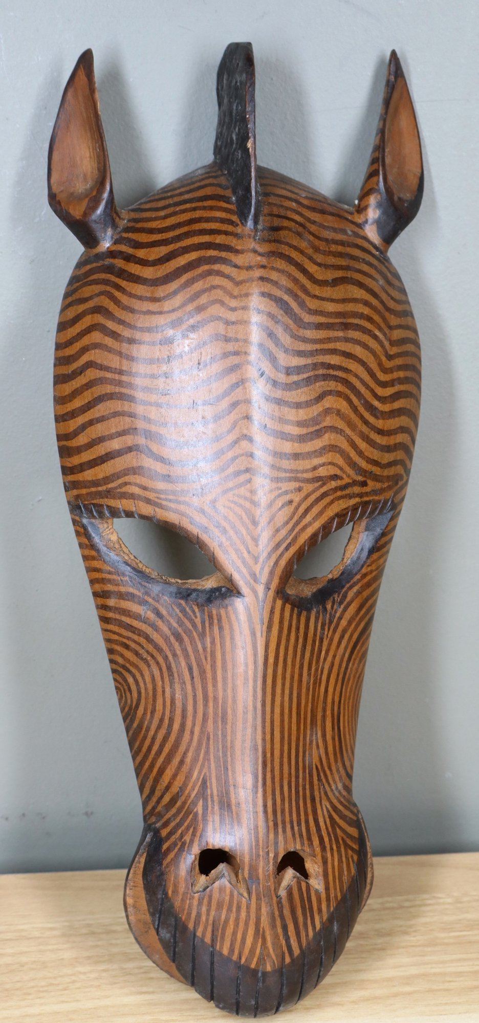 Kenyan Hand-Carved Wooden Zebra Mask With Wall Hanging Hook #10838 ...