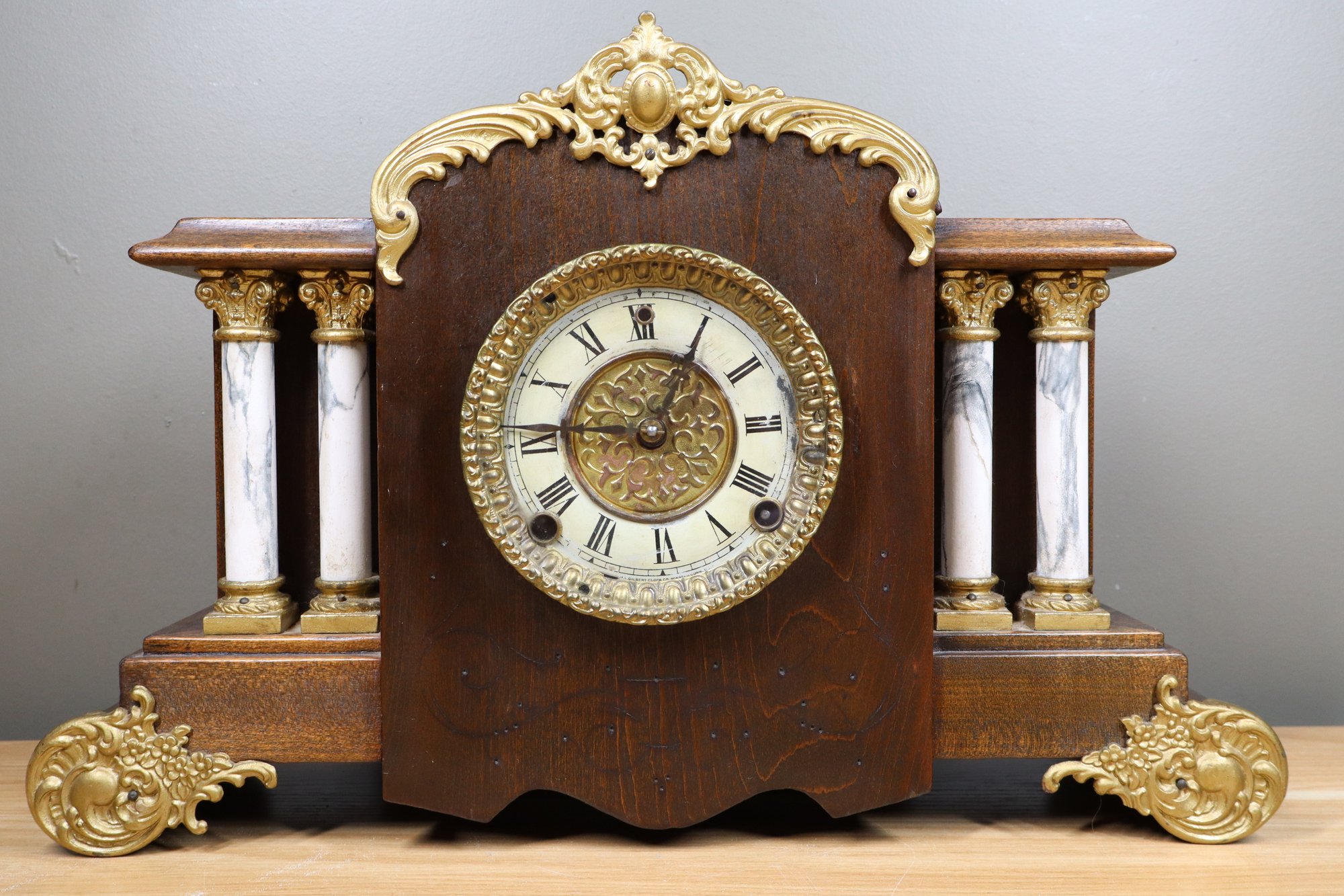 1903 Wm Gilbert Clock Co Mantel Clock #7964 | Auctionninja.com