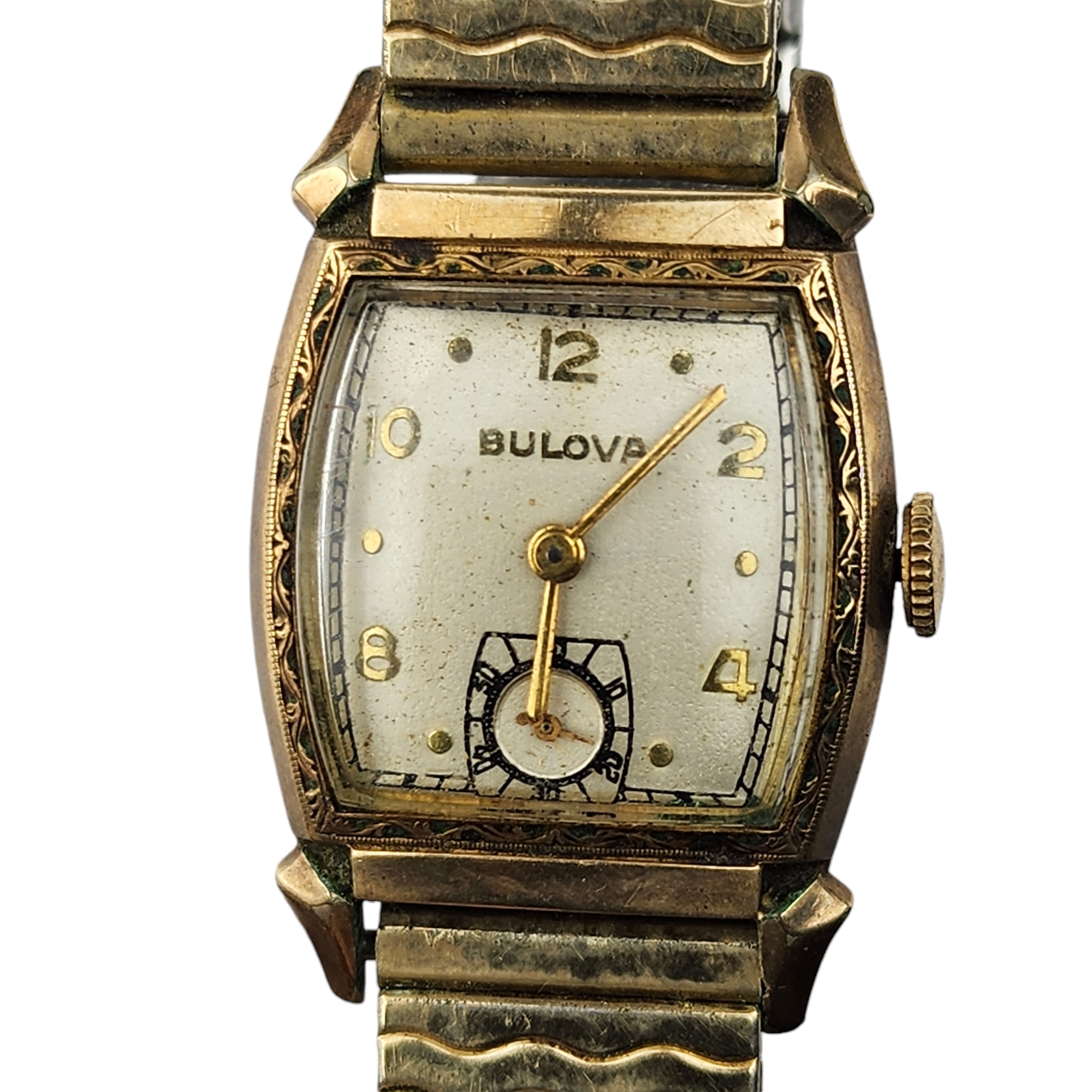 1948 Bulova Art Deco Toonneau Gold-tone Watch Untested #2381 ...