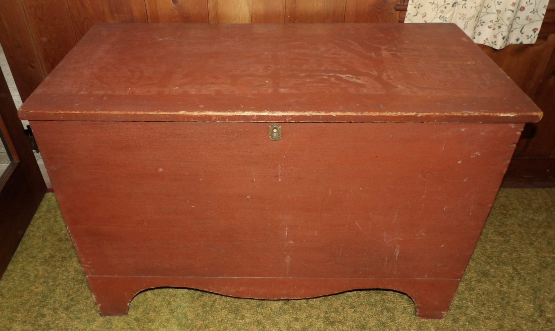EARLY BOOT JACK ENDS BLANKET BOX WITH OLD RED FINISH #1659 ...