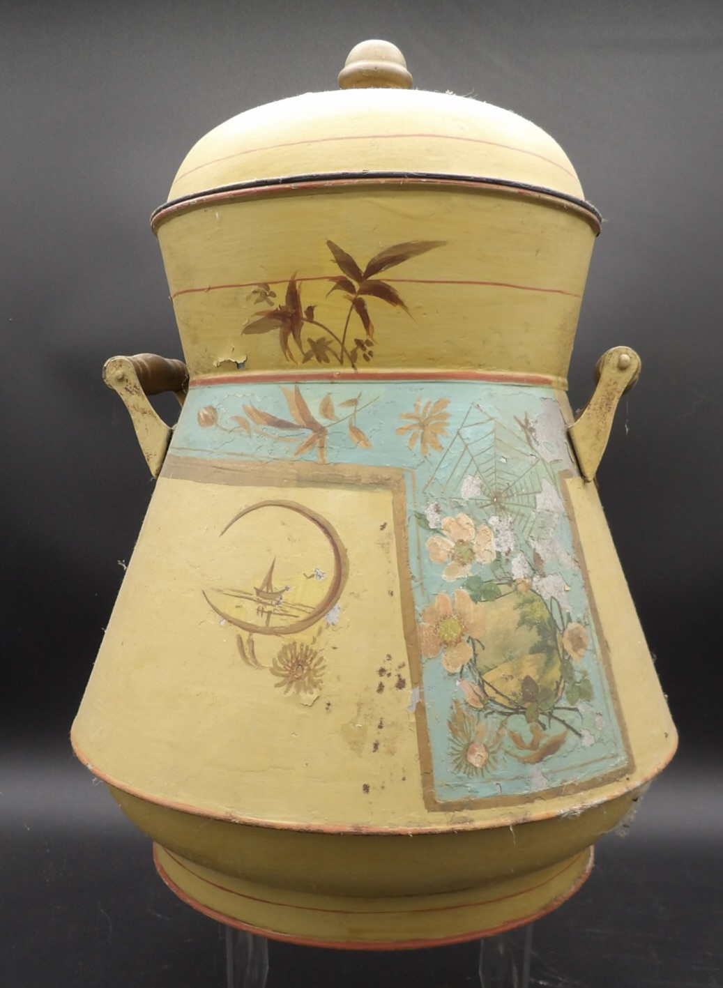 Tin Aesthetic Movement Tole Decorated Thunder Jug With Silencer #2987 ...