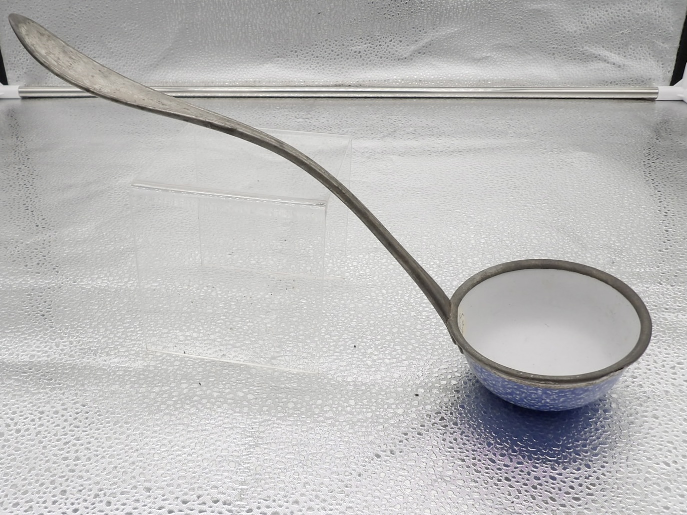 Unusual English Blue Granite Ware Drinking Dipper Pewter Rim And Handle ...
