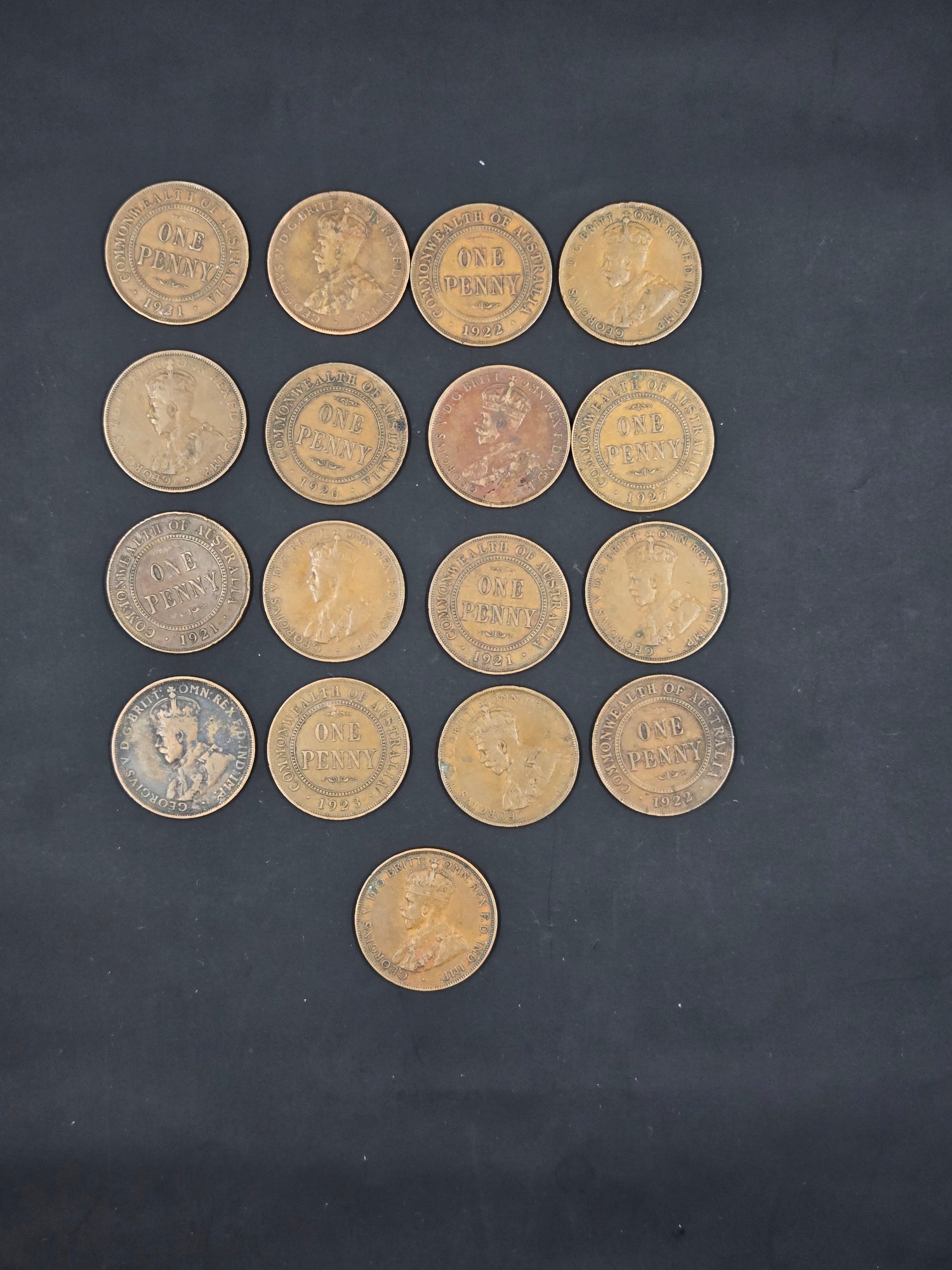 1920's Australian 1 Penny With King George V X 17 #9677 | Auctionninja.com