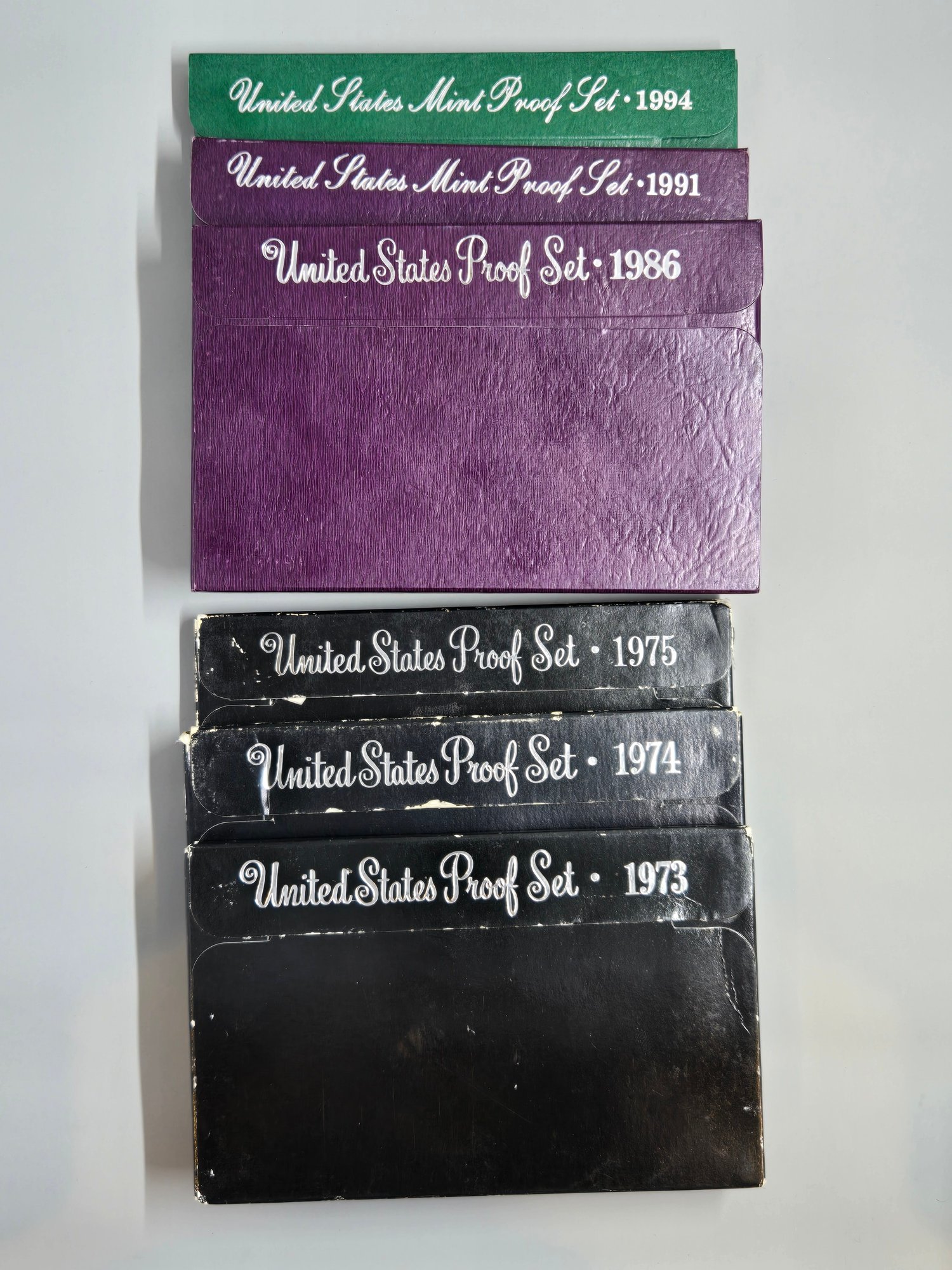 Proof Sets 1986, 1974, 1975, 1991, 1994, 1973 S Clad - Coins #10109 ...