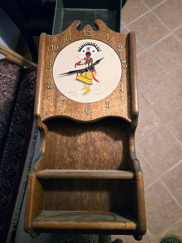 Clock With Native American Image On Face - Battery Operated - Shelves ...