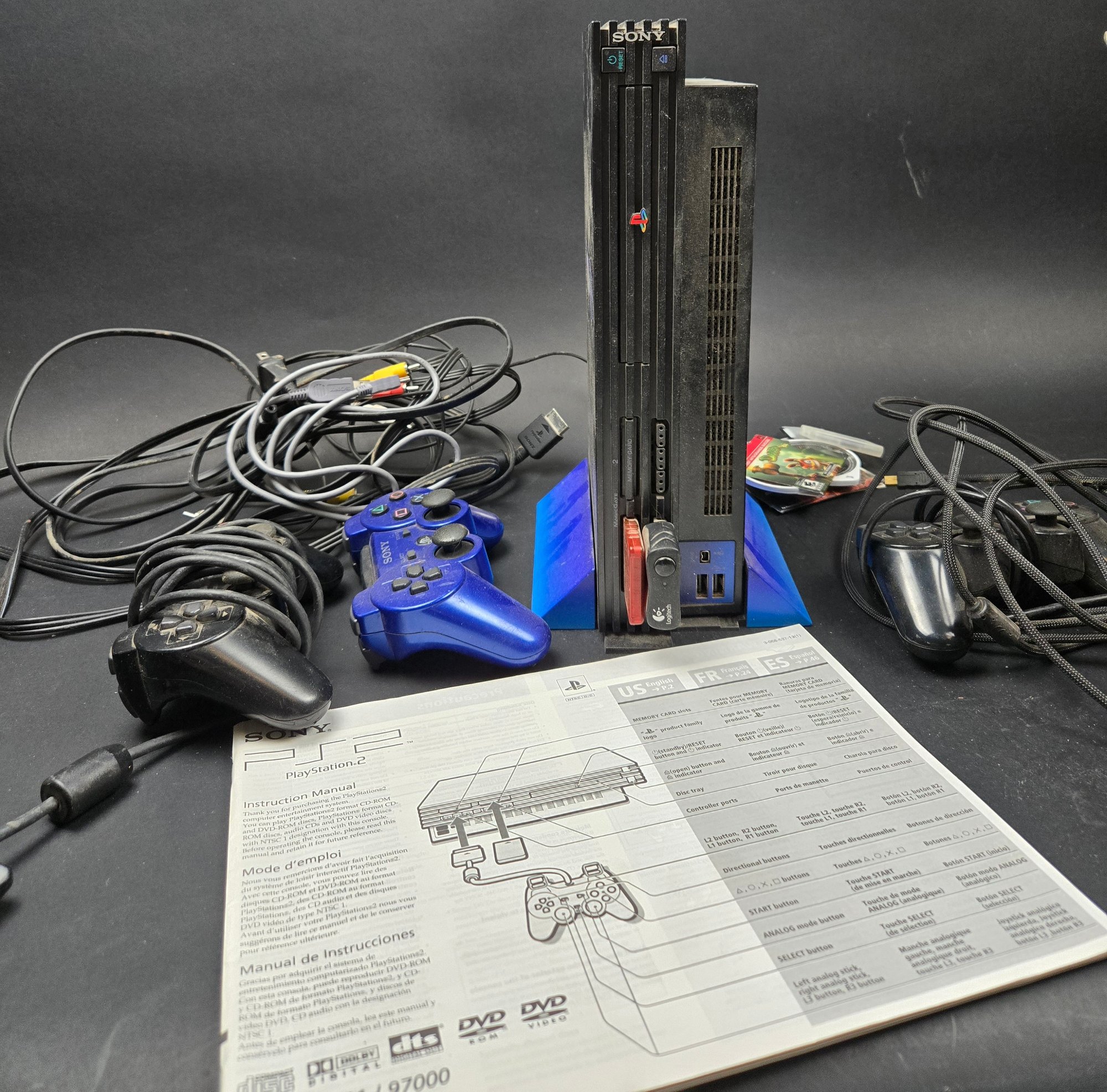 Ps2 With All Shown 3 Controllers Wires - Untested #10446 | Auctionninja.com
