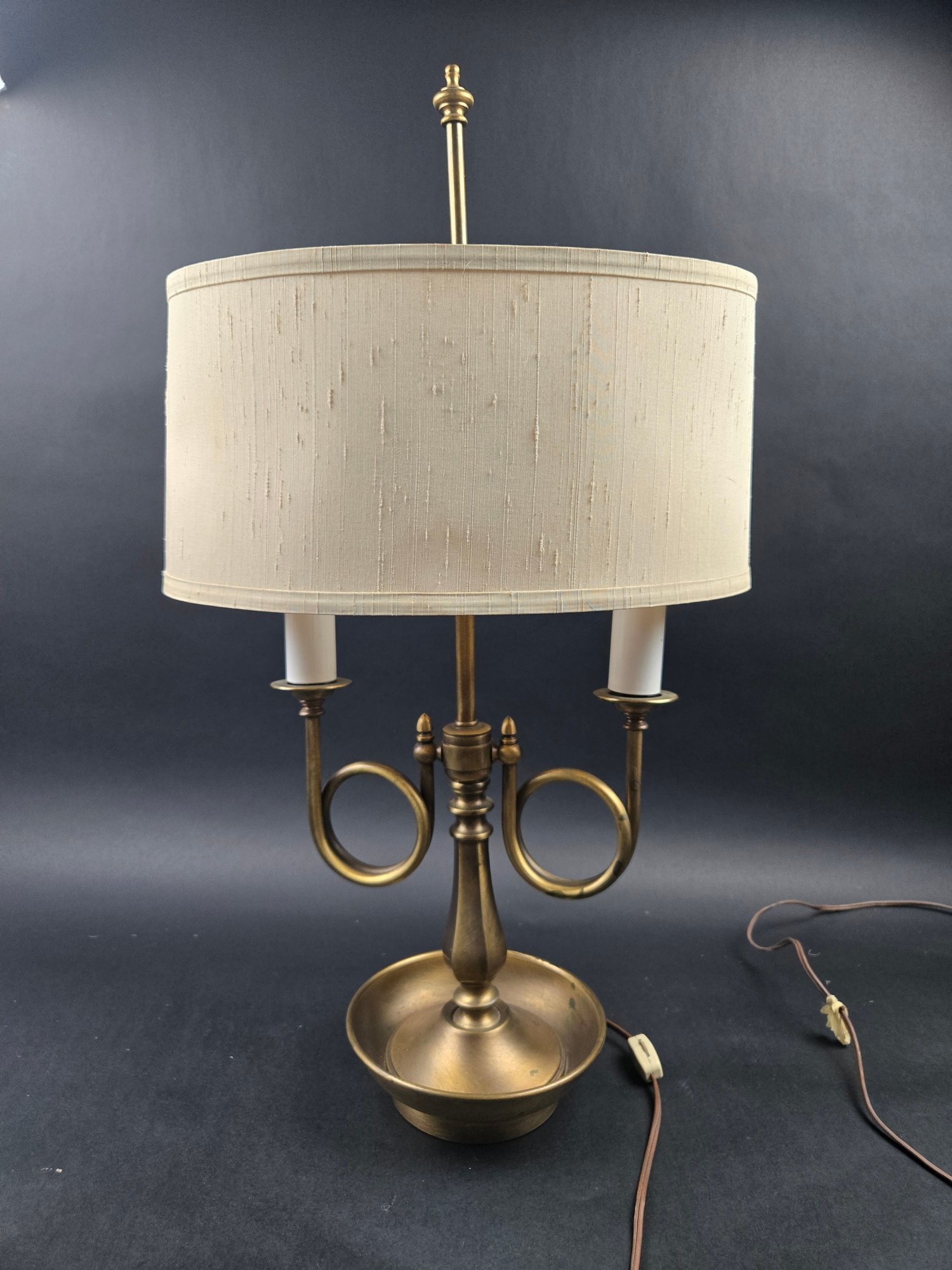 Twin Horn Brass French Bouillote Style Lamp With Shade Fredrick Cooper ...