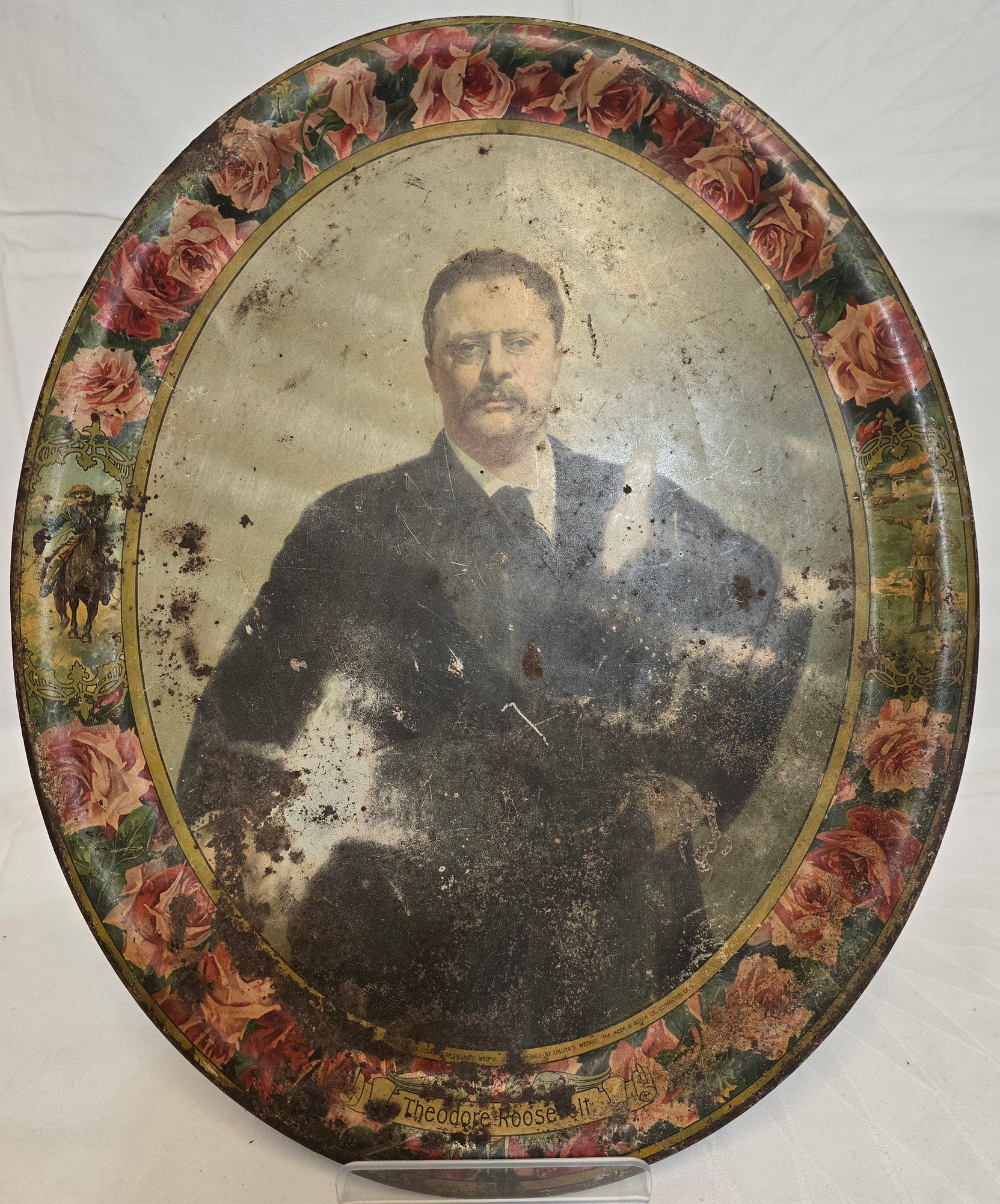 Antique 1903 Thedore Roosevelt Metal Tray #3954 | Auctionninja.com