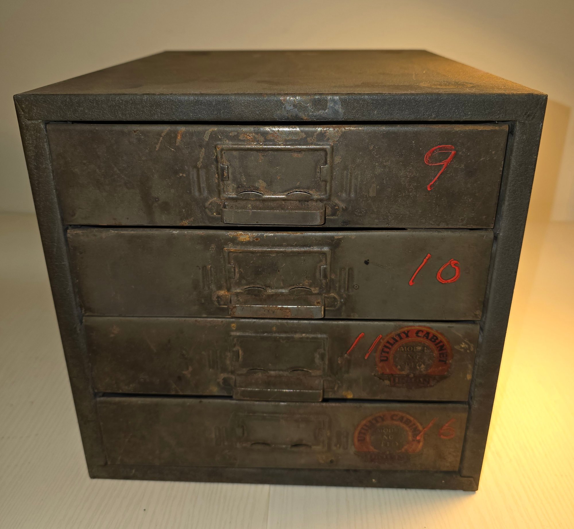 Vintage Metal 4 Draw Countertop Chest 10" X10" 11.25" #4504 ...