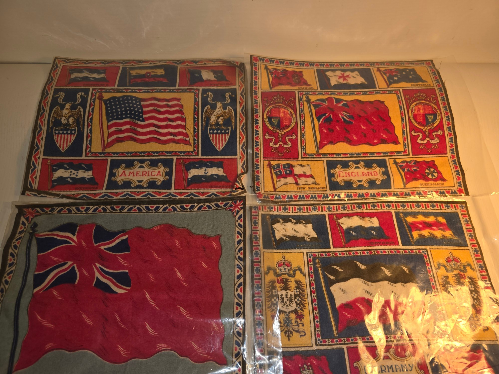 4 Antique Flannel Flag Pannels Tobacco Flannel Flags #4532 ...