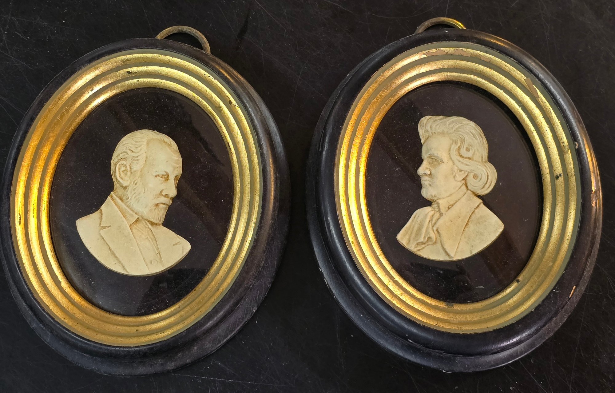 Pair Of German Antique Cameo Framed Portraits #7739 | Auctionninja.com