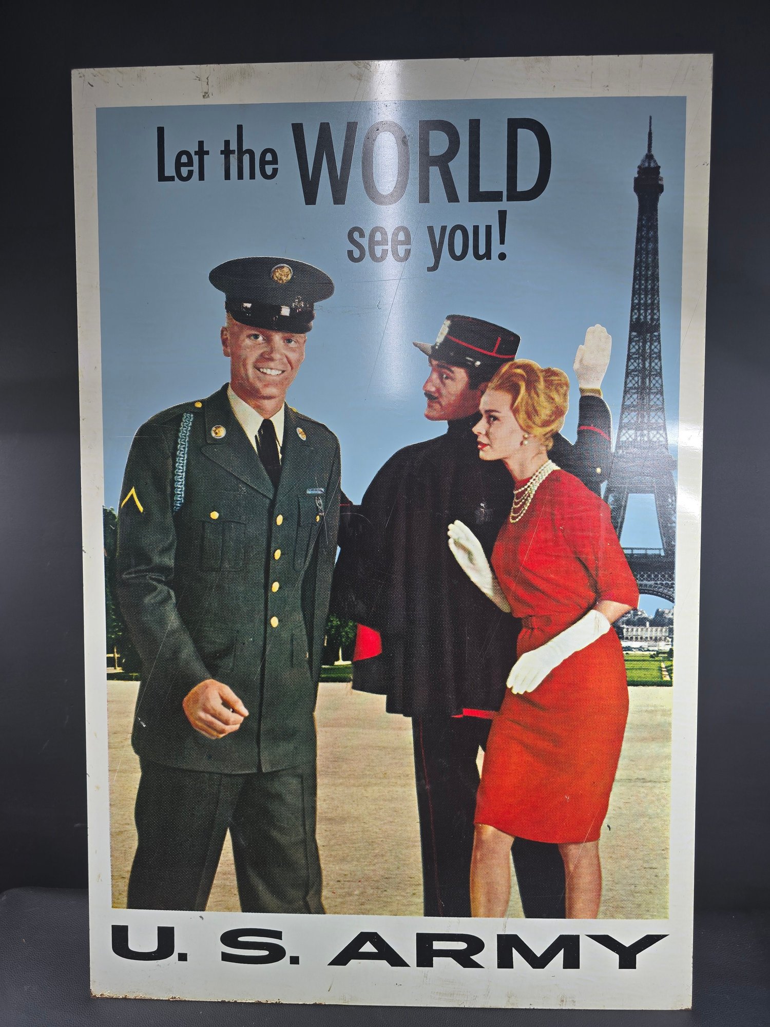 Vintage Metal Army Advertising Poster 2 Sided 38" By 25" #8110 ...