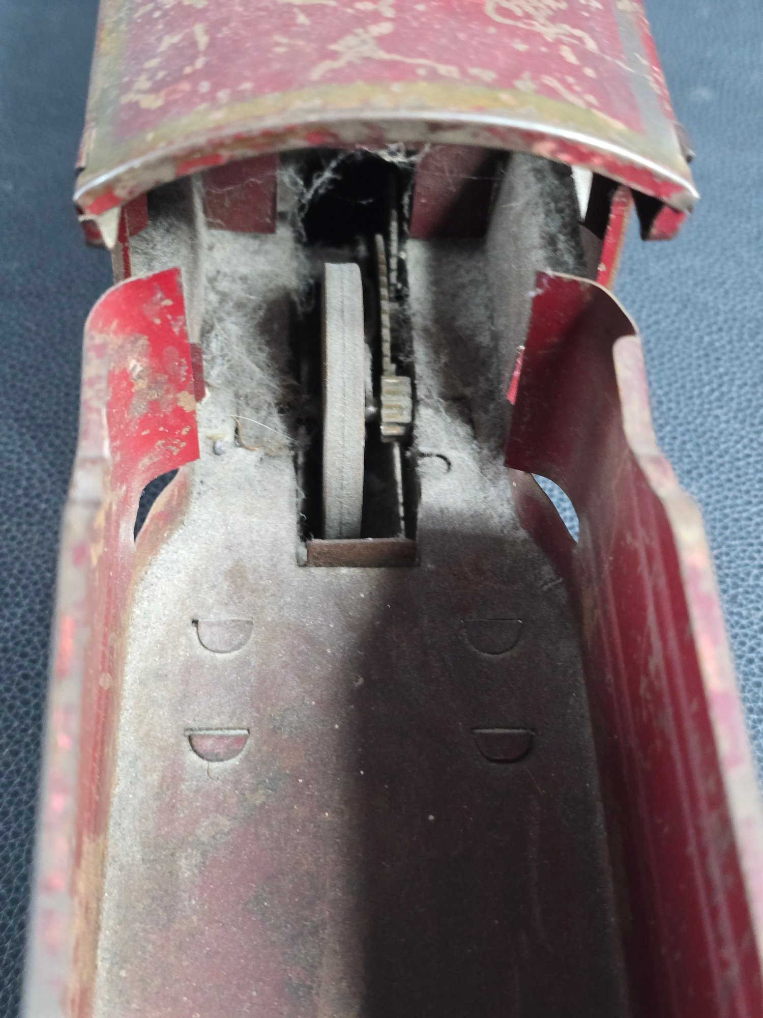 Vintage Red Pressed Steel Hill Chamber Toy Train Engine & Tender #9732 ...
