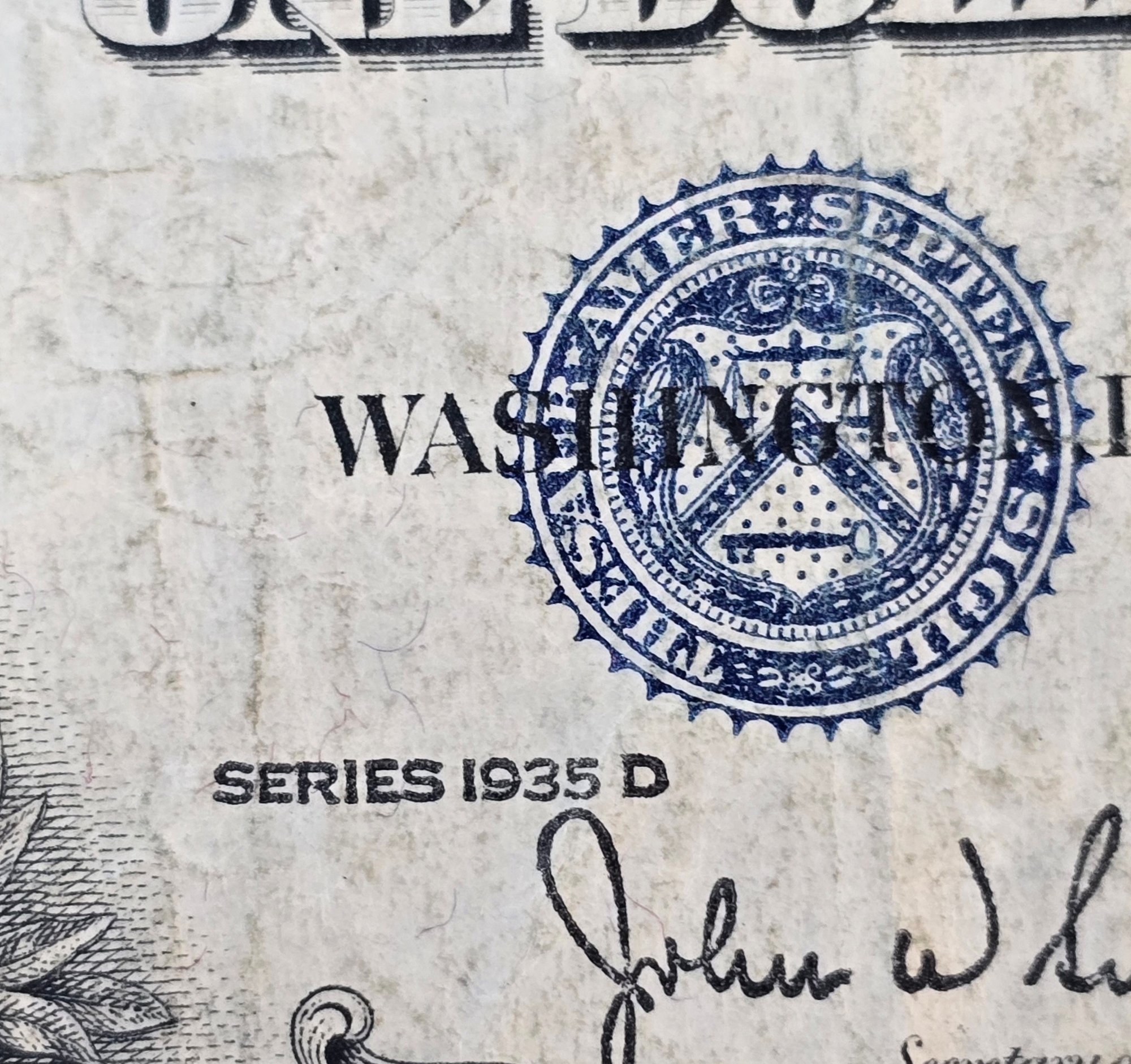 Four 1935 Circulated Silver Series 1 Dollar Bills 1935 D, E, F & G ...