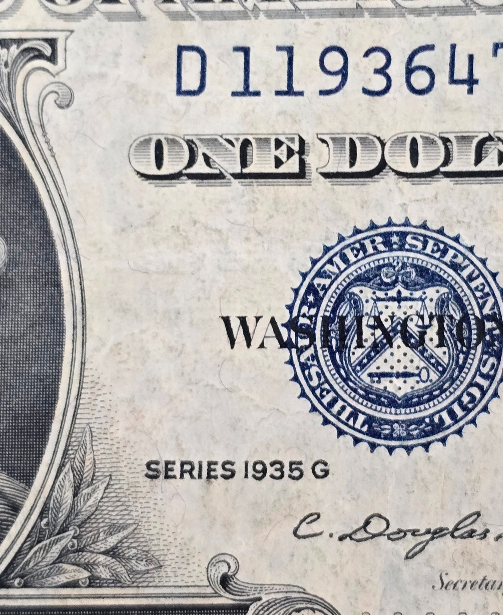 Four 1935 Circulated Silver Series 1 Dollar Bills 1935 D, E, F & G ...