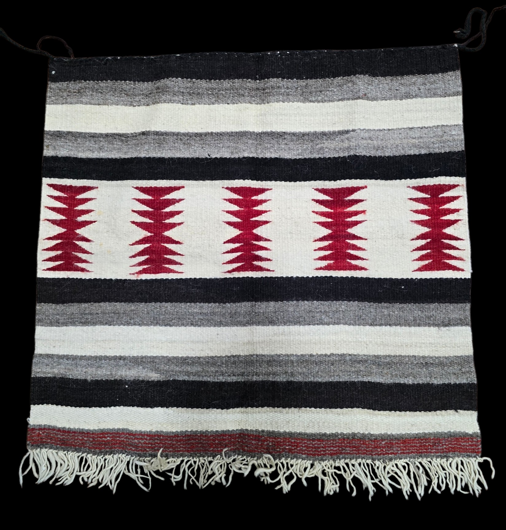 Vintage Navajo Eye Dazzler Woven Rug With Geometric Pattern And Fringe ...