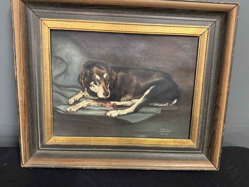 Oil On Canvas Of Dog "Laurie" Signed Lower Right Virginia Dietrich, 22 ...