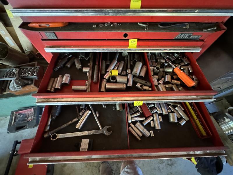 3-Drawers Of Tools Including: 1/2" Sockets, Extensions Ratchet ...