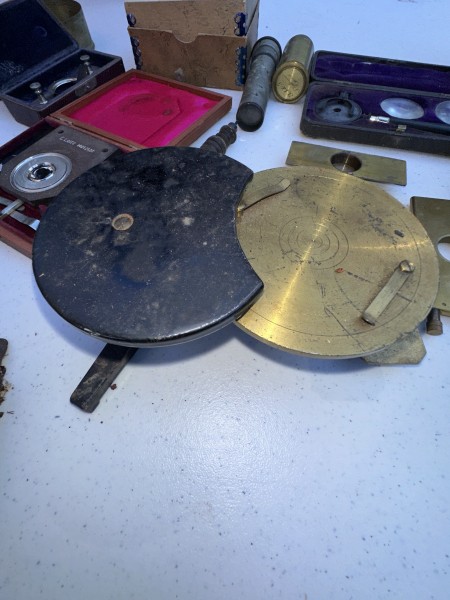 Lot Of Misc. Instruments, Brass Items, Lenses Compass, Optical Items #10248 | Auctionninja.com