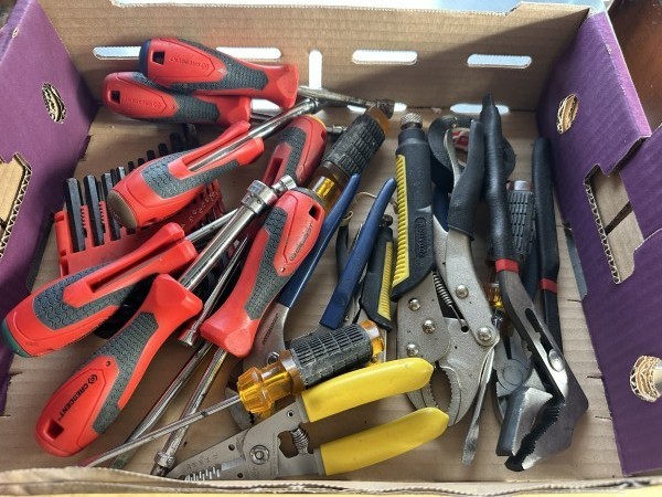 Lot Of Assorted Hand Tools: Vise Grips, Nut Drive, Allen Wrench, Rubber ...