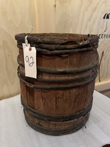 Barrell Of Pulverized Cork; Wooden Hoops On Barrell, 20" T X 16" W ...