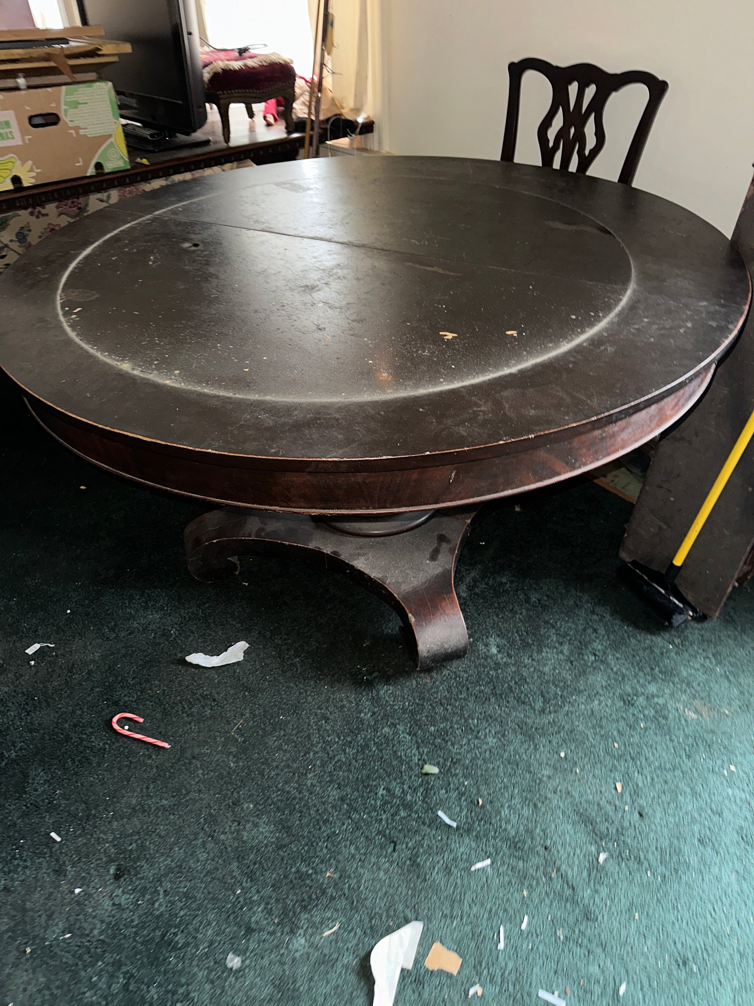 Empire Dining Table, Poor Condition With Veneer Lose, Stains 29" Tall X ...
