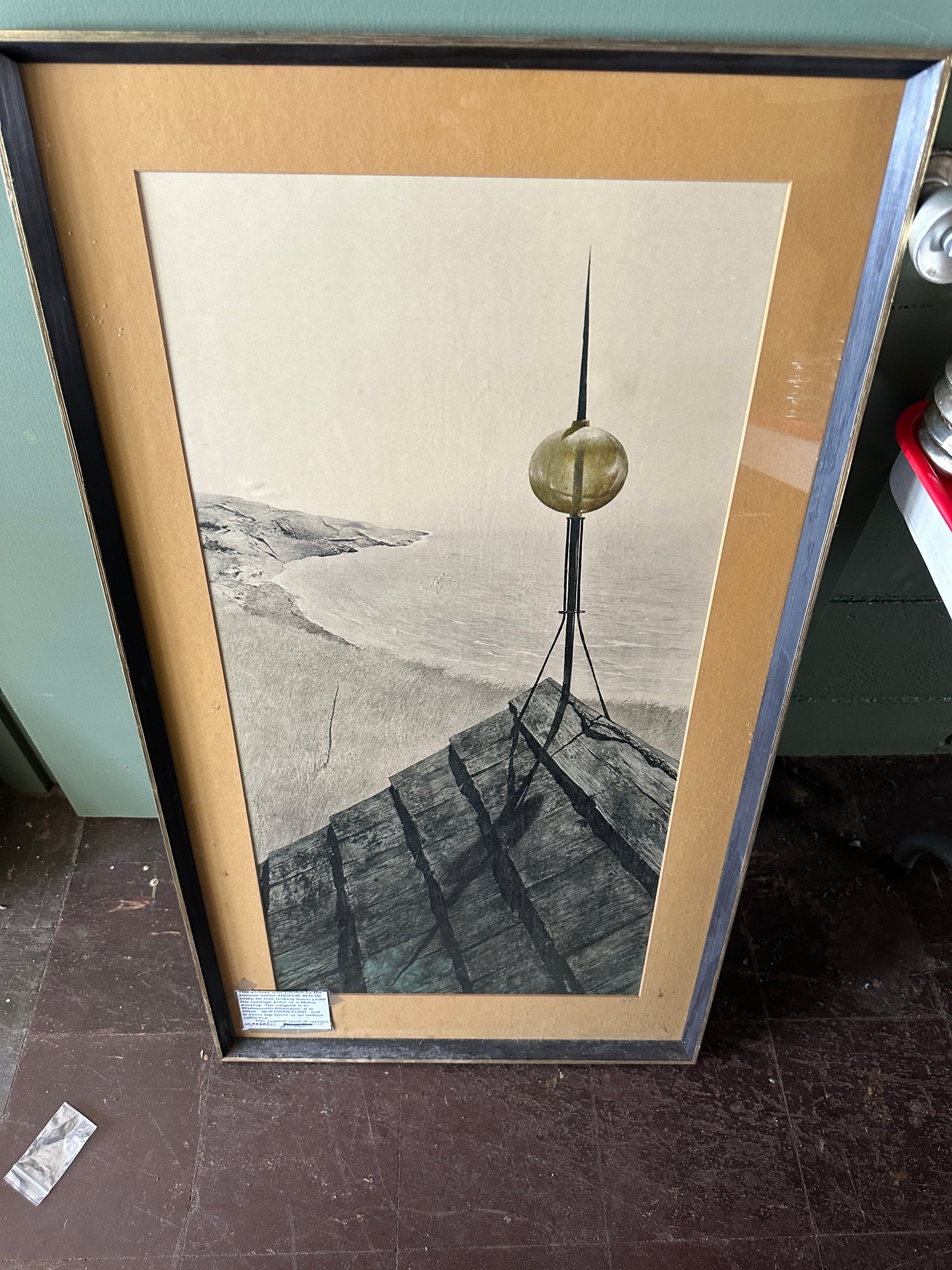 384 Andrew Wyeth Print Of Lightening Rod In Maine, Framed Under Glass ...