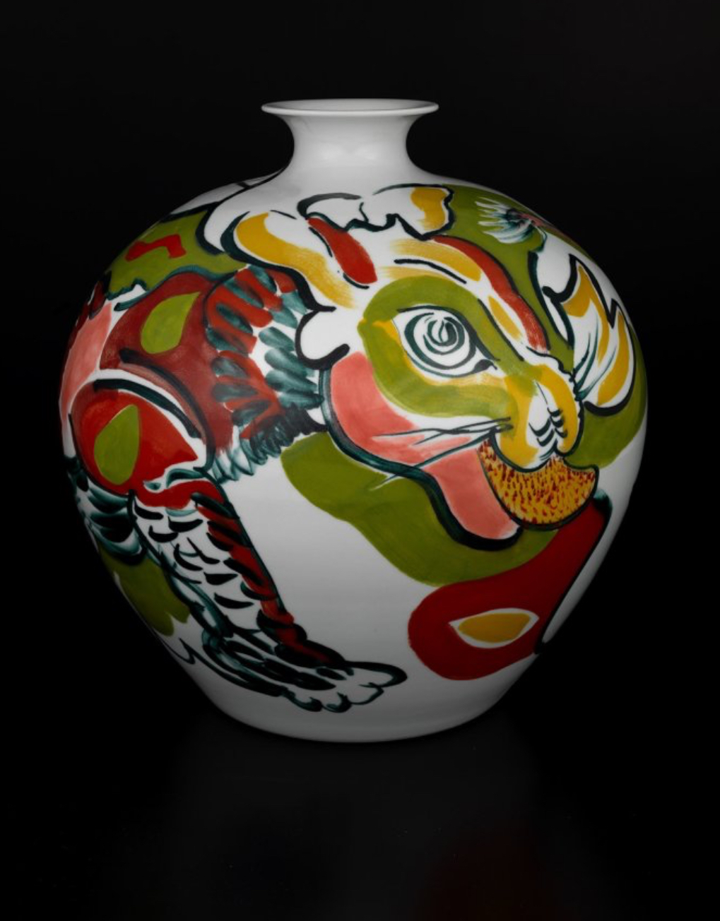 Tiger (Untitled), 2017 White Chinese Porcelain Pot #6228 | Auctionninja.com