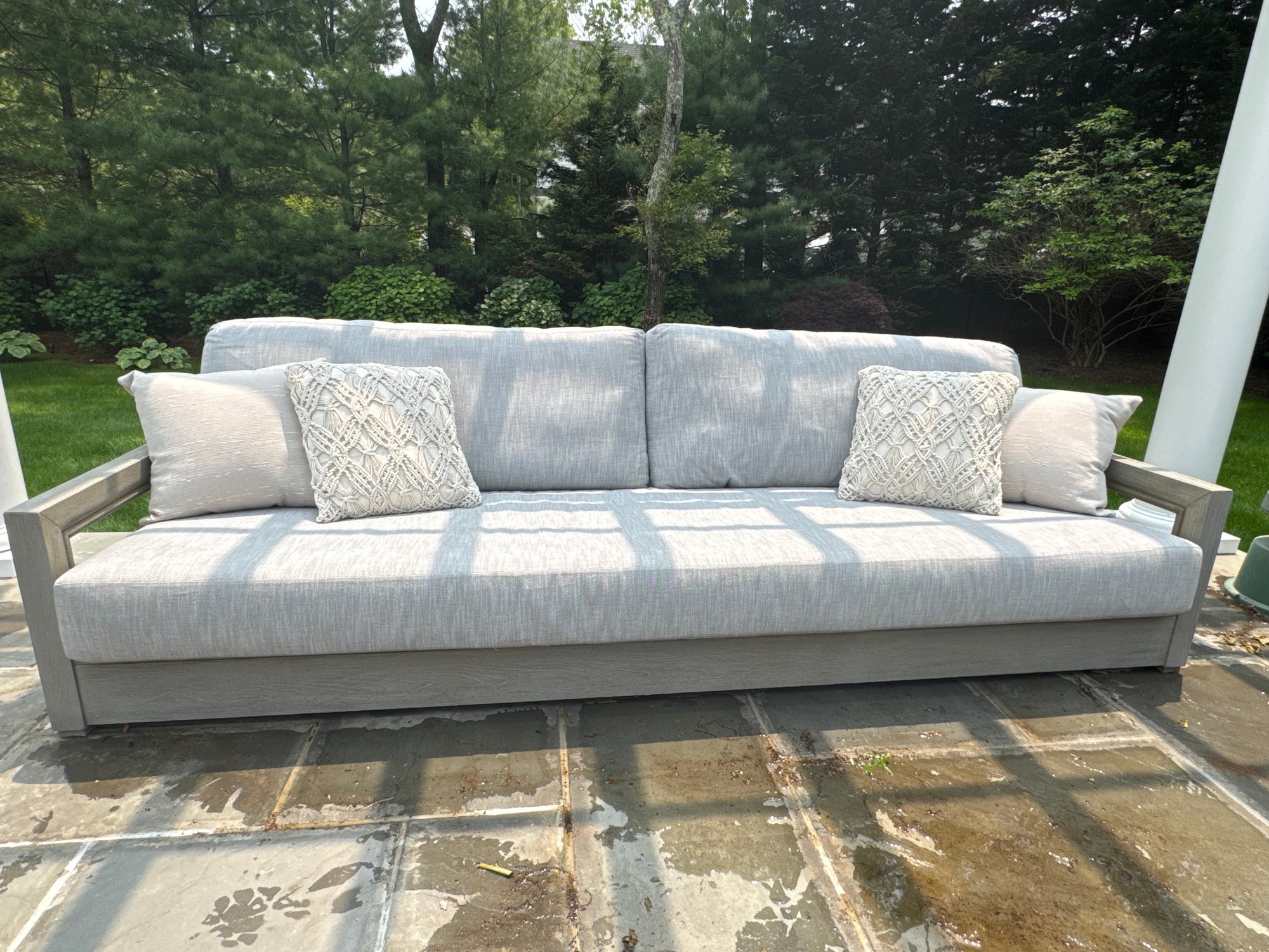 Restoration Hardware Outdoor Sofa With Gray Perennials Fabric #6726 ...