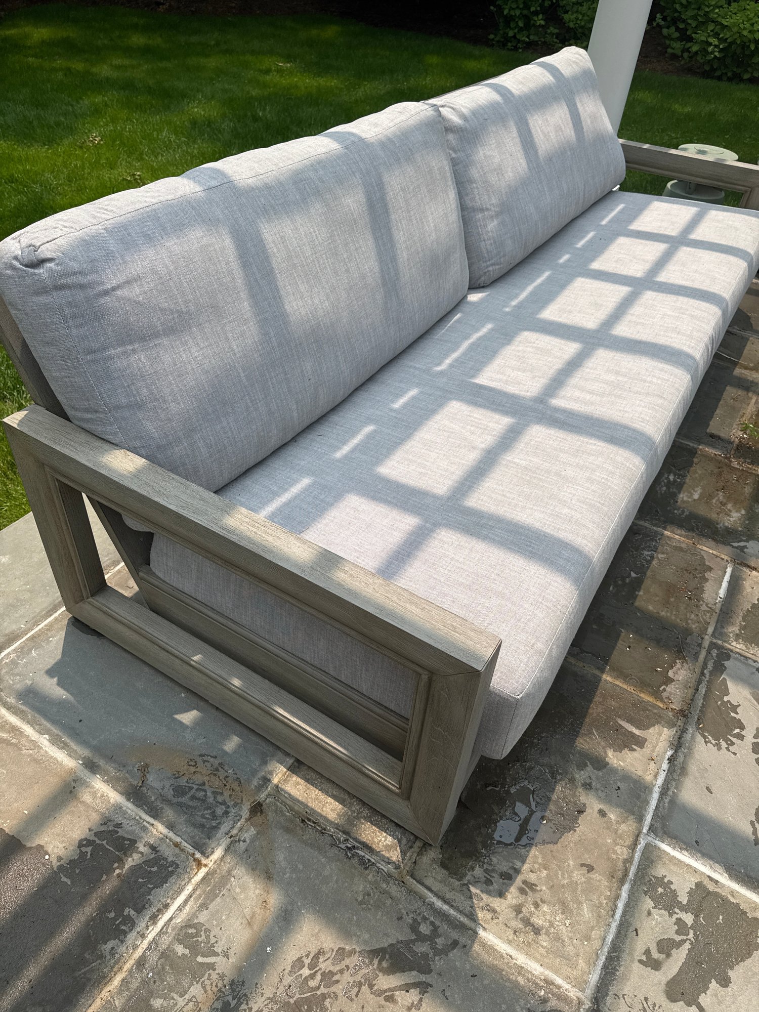 Restoration Hardware Outdoor Sofa With Gray Perennials Fabric #6726 ...