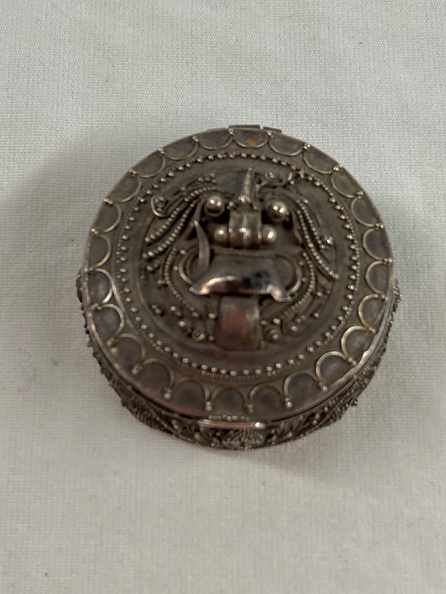 Ornate, Detailed Filigree Round Hinged Box- No Stamp #19306 ...