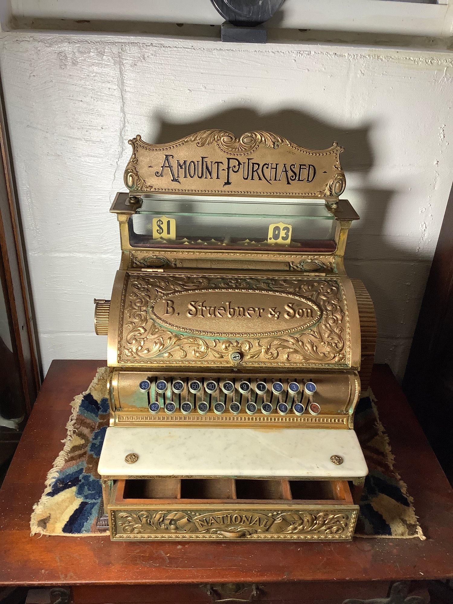 Antique Brass National Cash Register #15864 | Auctionninja.com