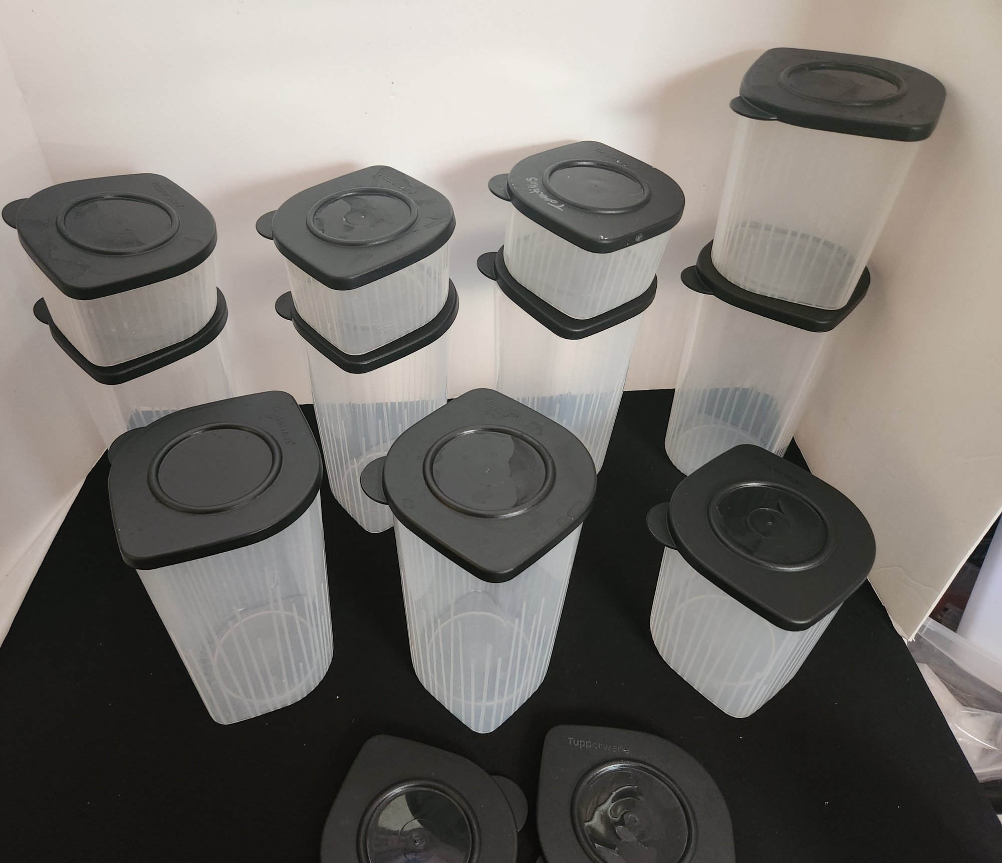 Large Lot Tupperware Fresh N' Cool Modular Set, Black Seals, Most ...