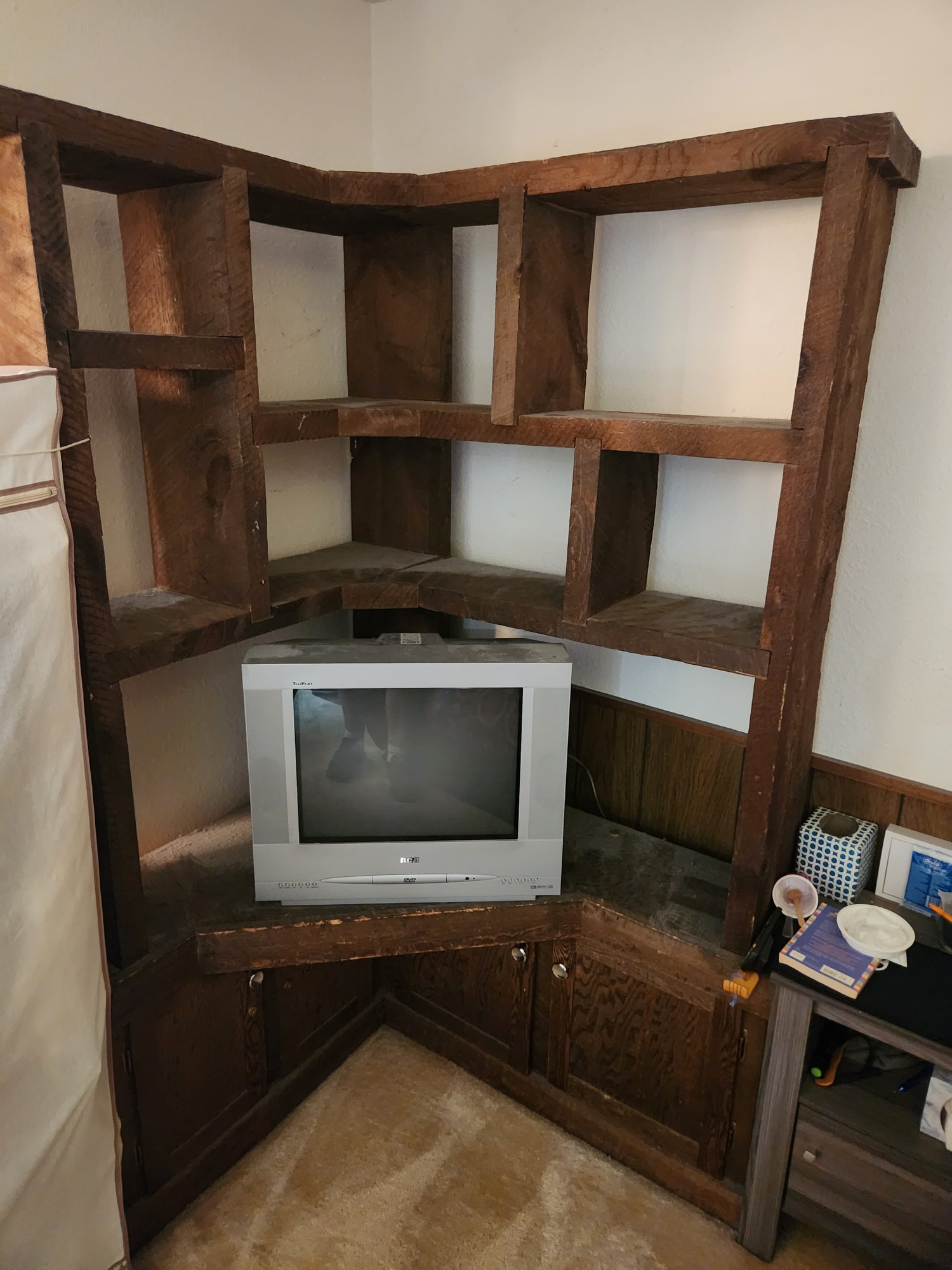 Custom Built Corner Shelf, Open Style, Cabinets, Solid Wood, Storage ...