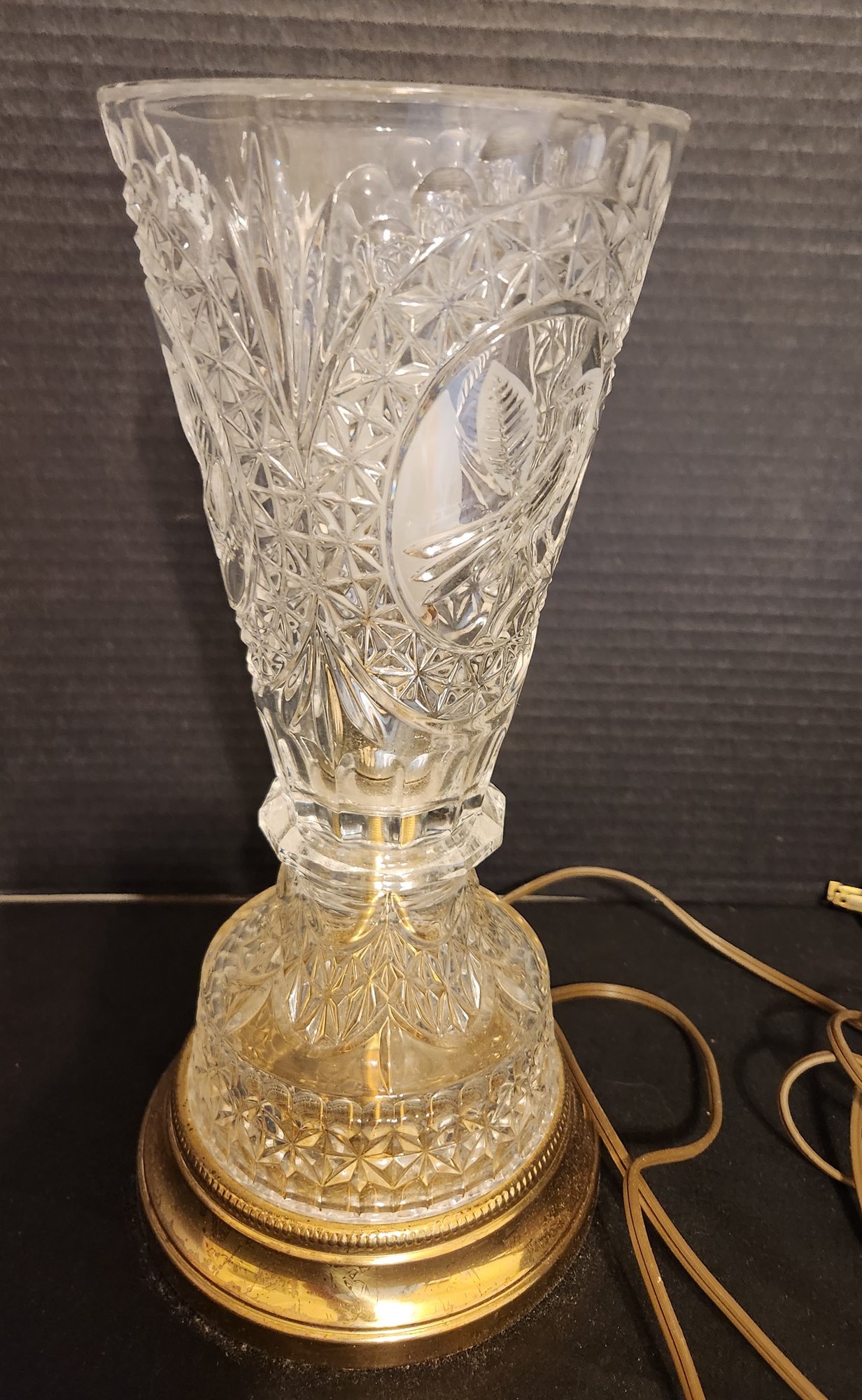 Very Rare Byrdes Collection Crystal Electric Lamp And Shade, Vintage ...
