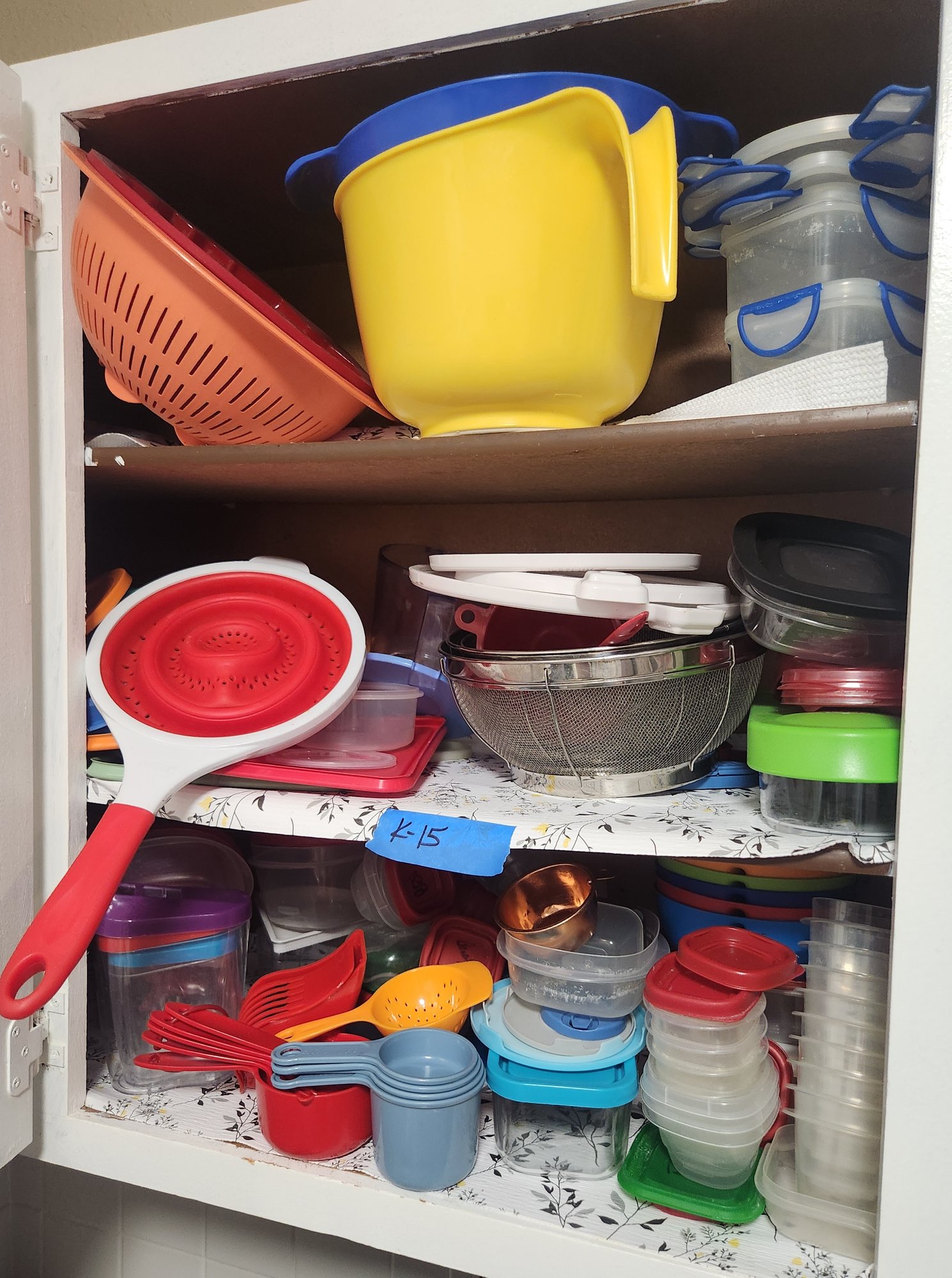 Cabinet Full Of Food Storage Containers, Strainer, Some Tupperware ...