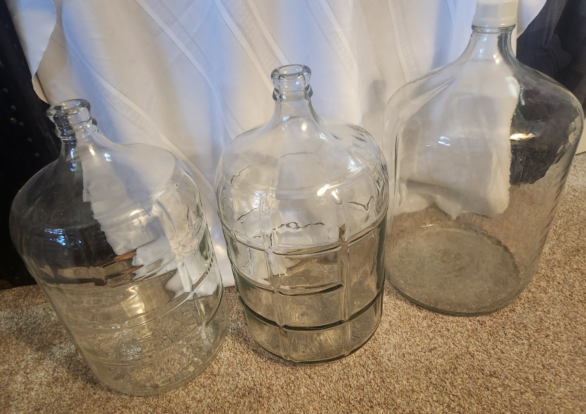 3 Giant Glass Jugs Bottles: Two, 5-gallon And One, 6.5 Gallon No Major ...