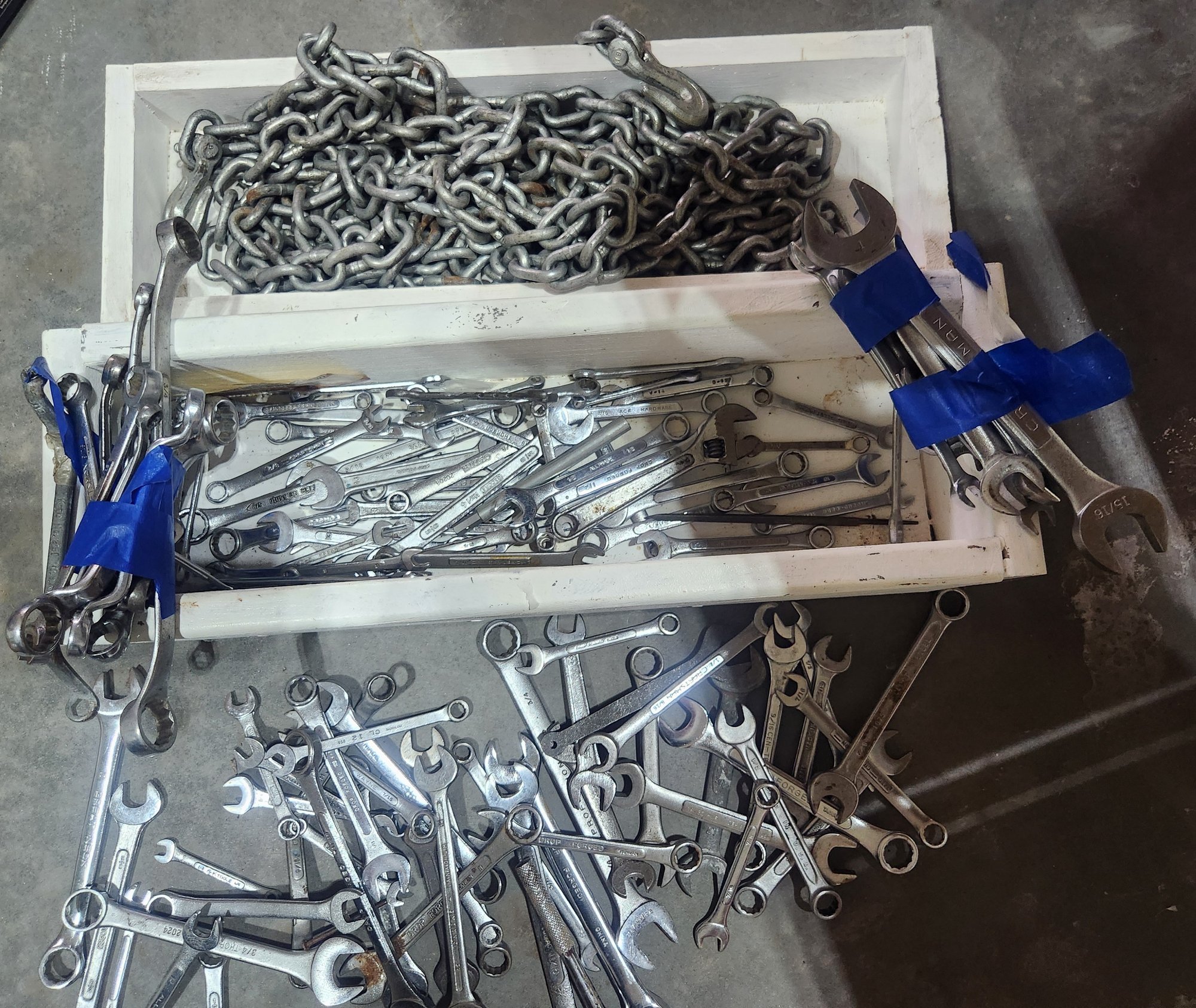 Large Lot Of Socket And Crescent Wrenches Hand Tools, Tow Chain #14555 ...