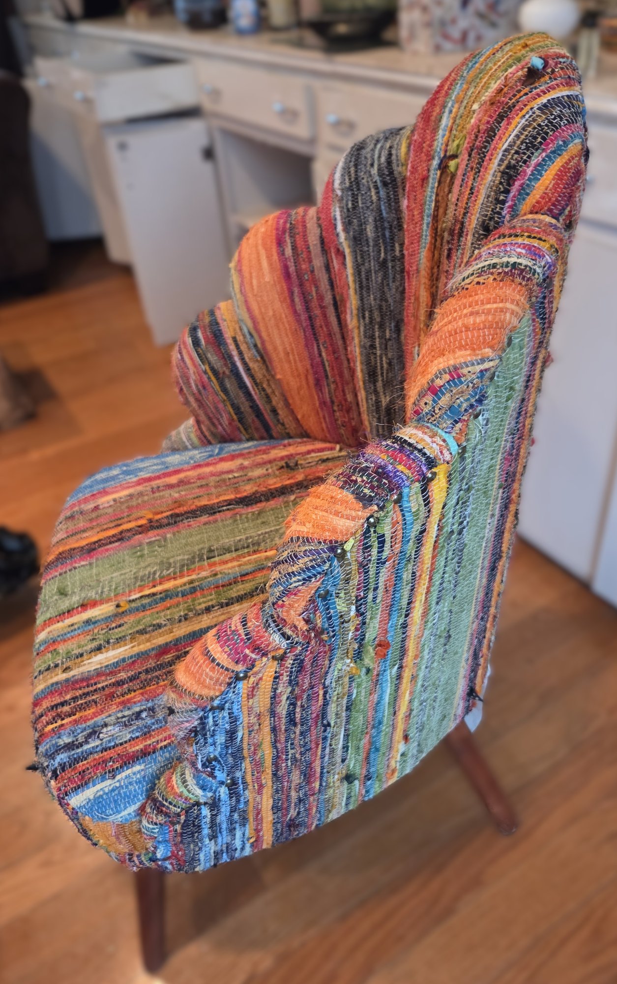 Multi-Color Chindi-Style Bohemian Inspired Accent Chair, Upholstered ...