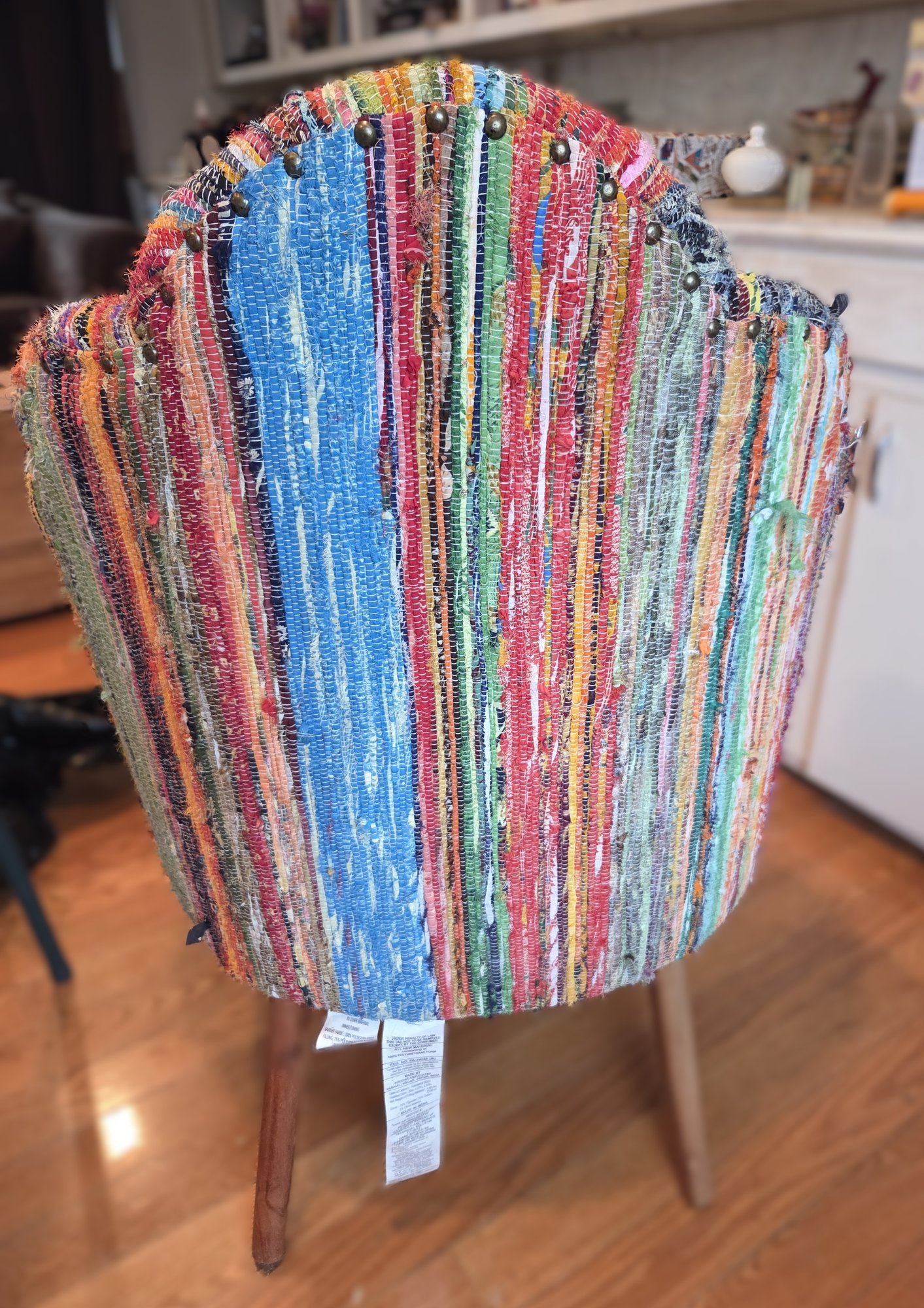 Multi-Color Chindi-Style Bohemian Inspired Accent Chair, Upholstered ...