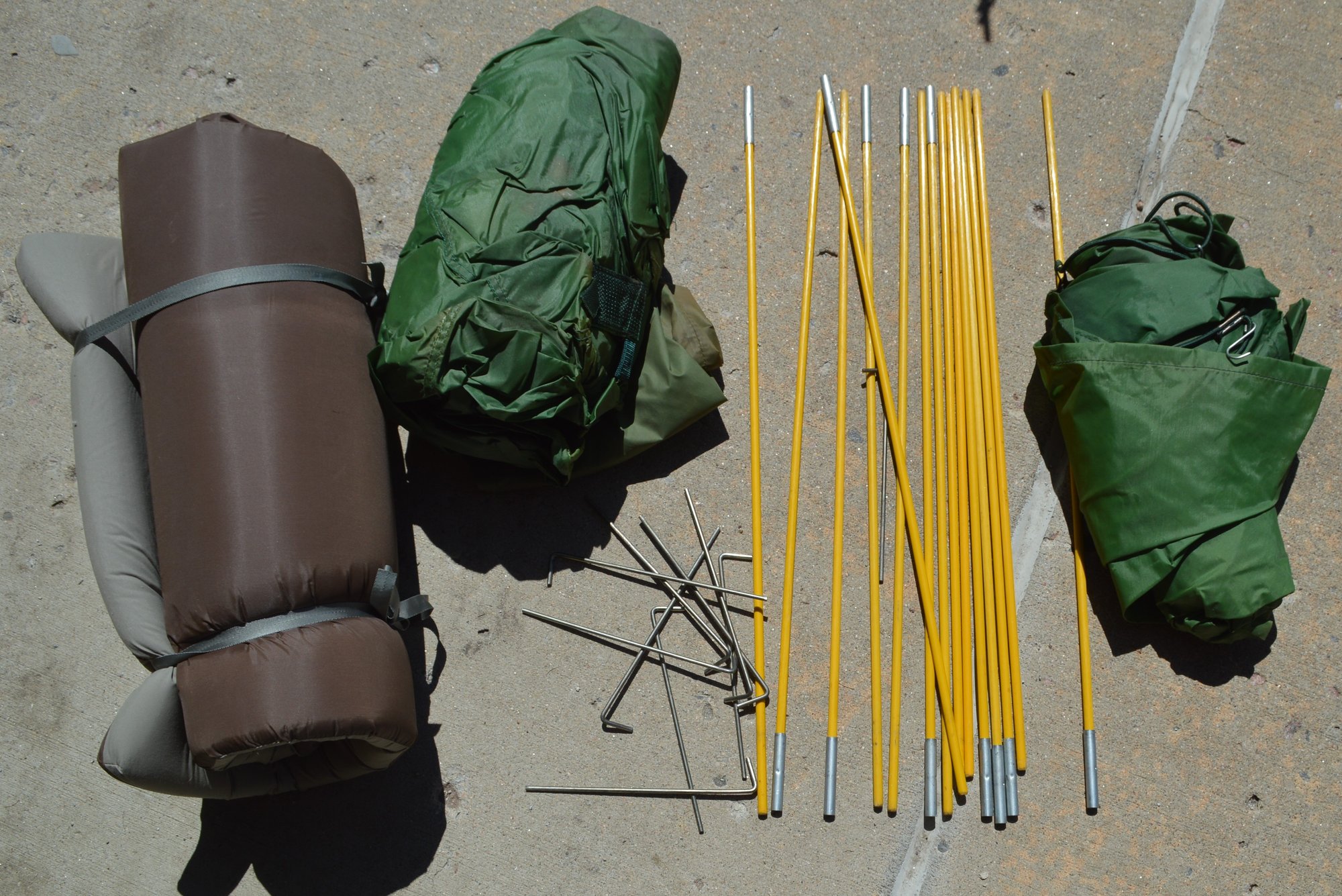 Two Man Tent, Sleeping Pad, Poles, Camping #4674 | Auctionninja.com