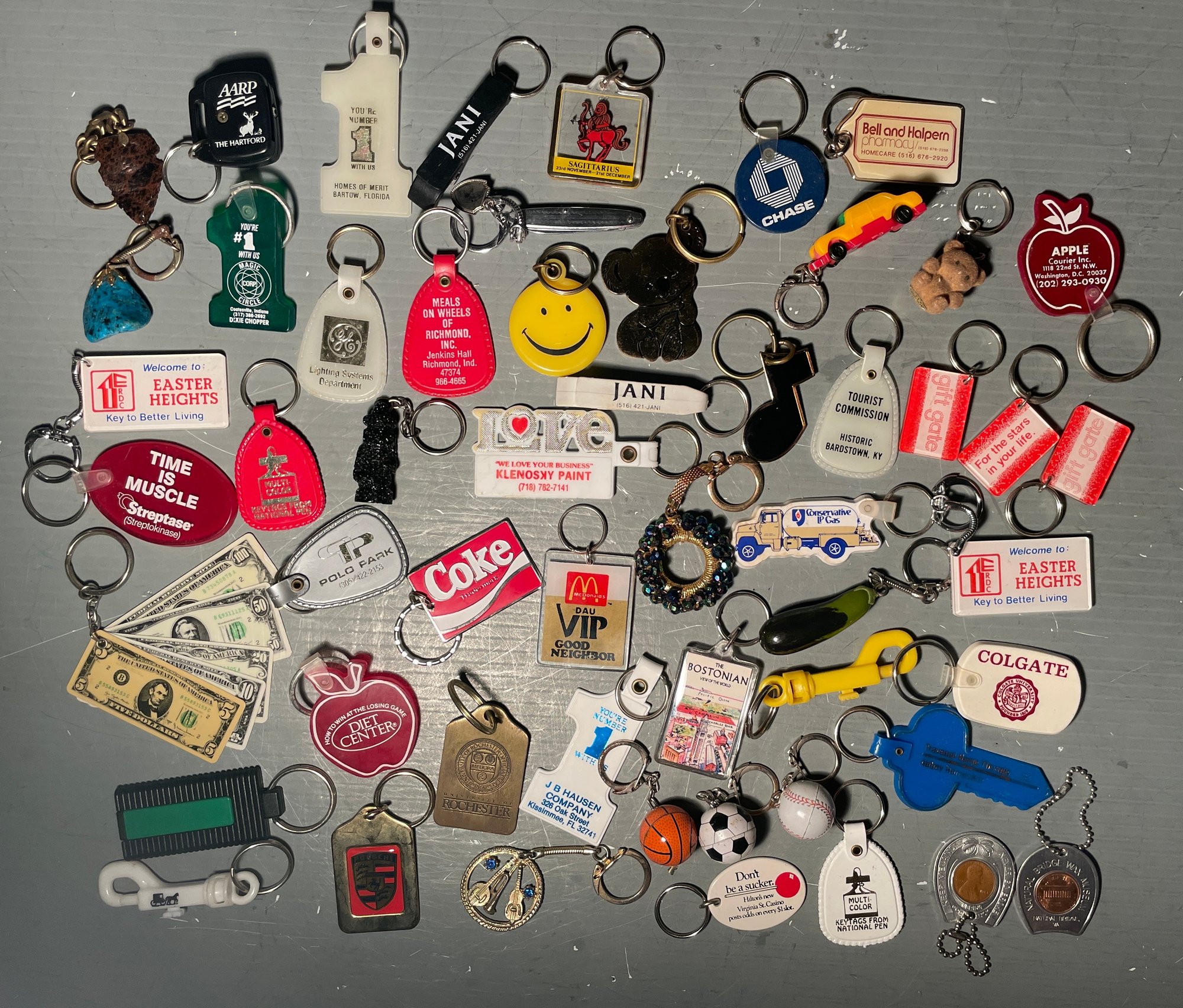 Lot Of 54 Vintage Collectible Novelty Keychains Key Rings 1970s, 80's ...